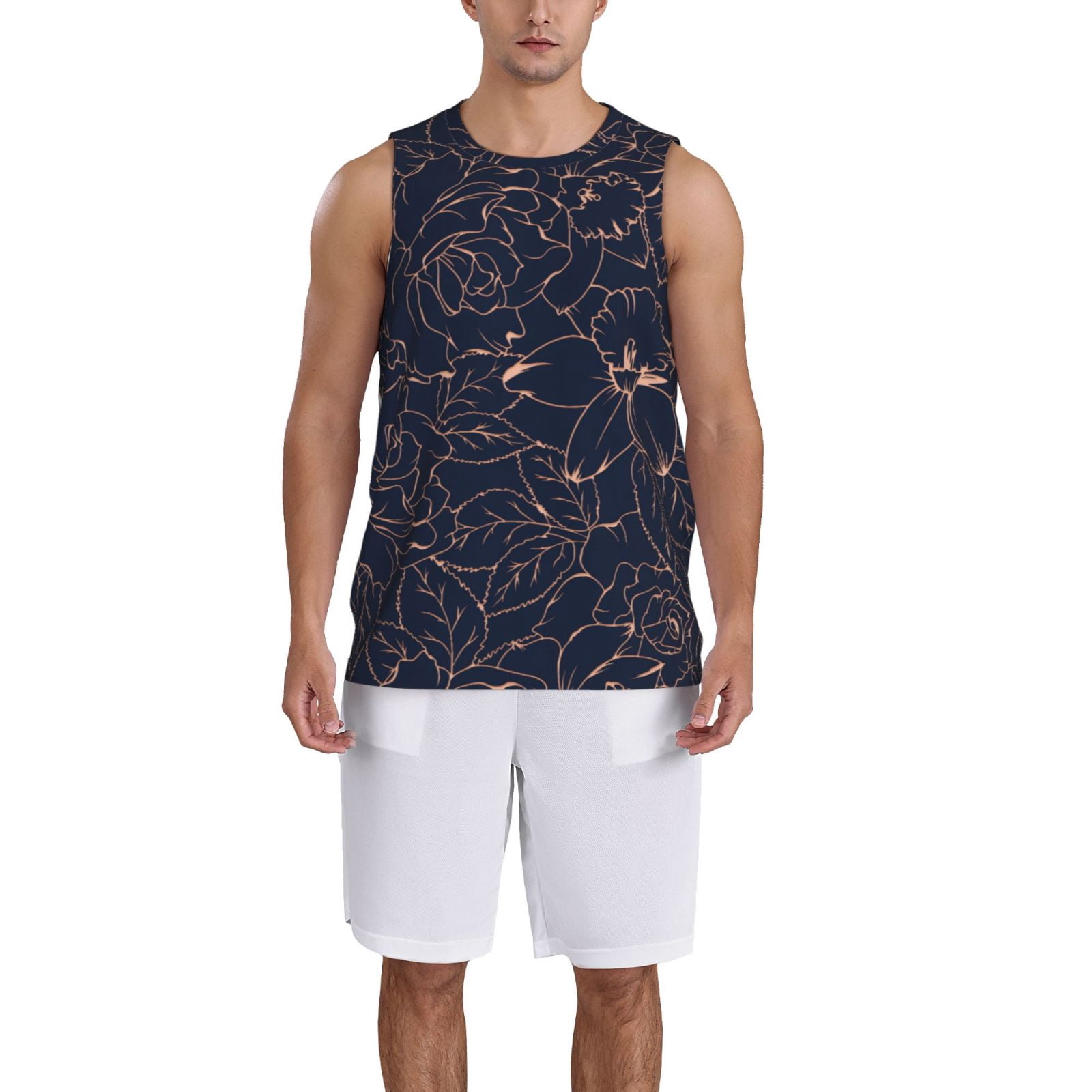 Zeuib Copper-Gold Gloss Outline Flower Jersey Shirt for Men,Mesh ...