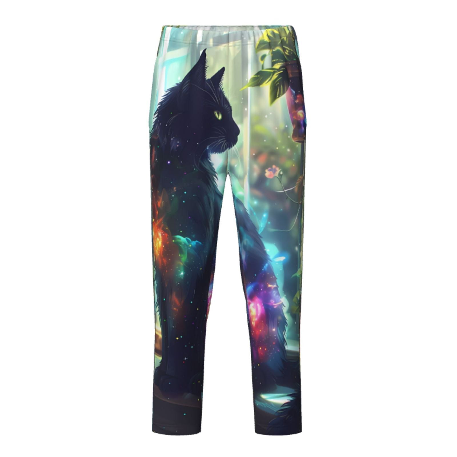 Zeuib Cosmic Cat In Window Print Pajama Pants for Girls Boys,PJ Bottoms ...