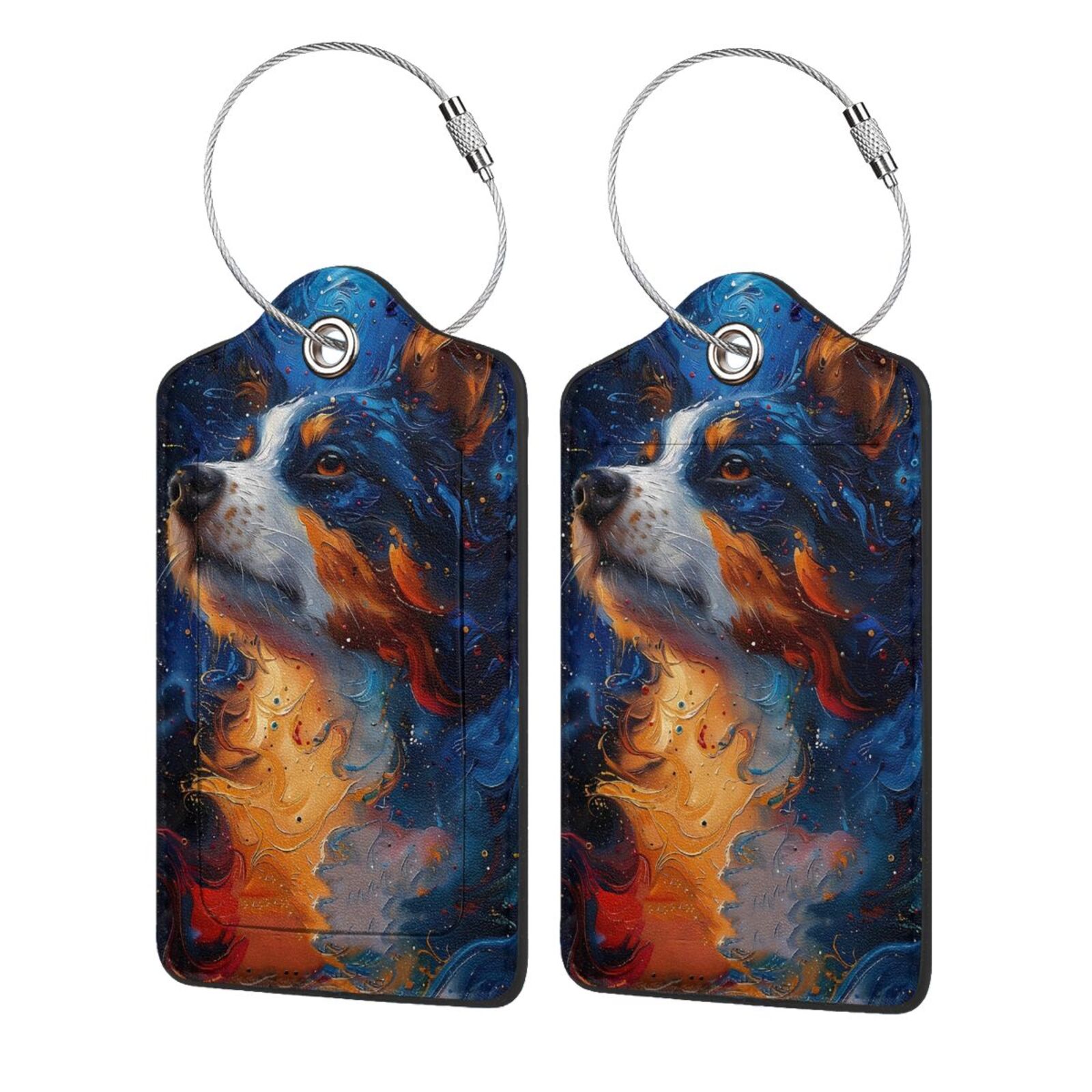 Zeuib Cosmic Dog Starry Night Print Luggage Tags for Suitcases ,Leather ...