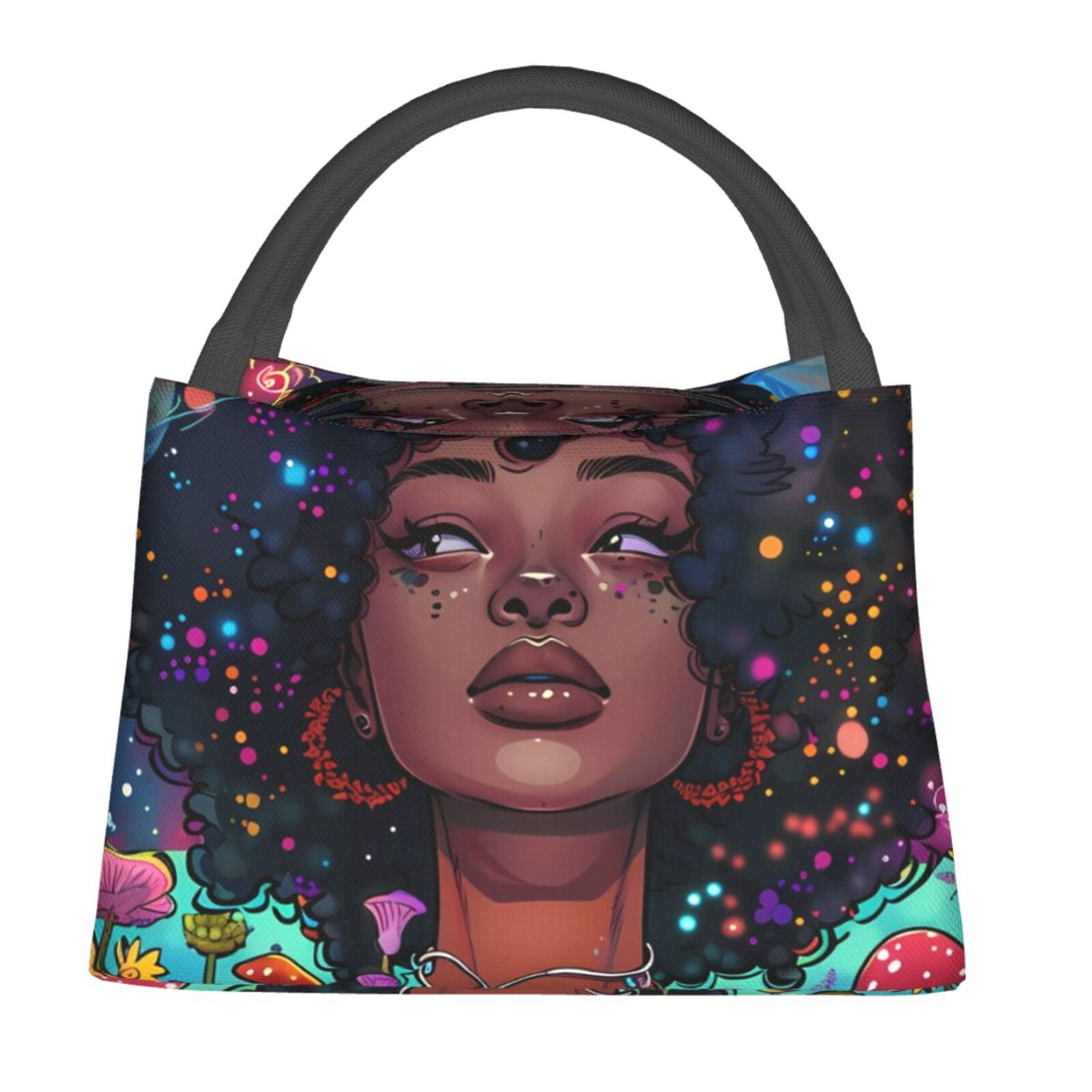 Zeuib Cosmic Garden Woman Portrait Lunch Bag,Collapsible Cooler Bag ...
