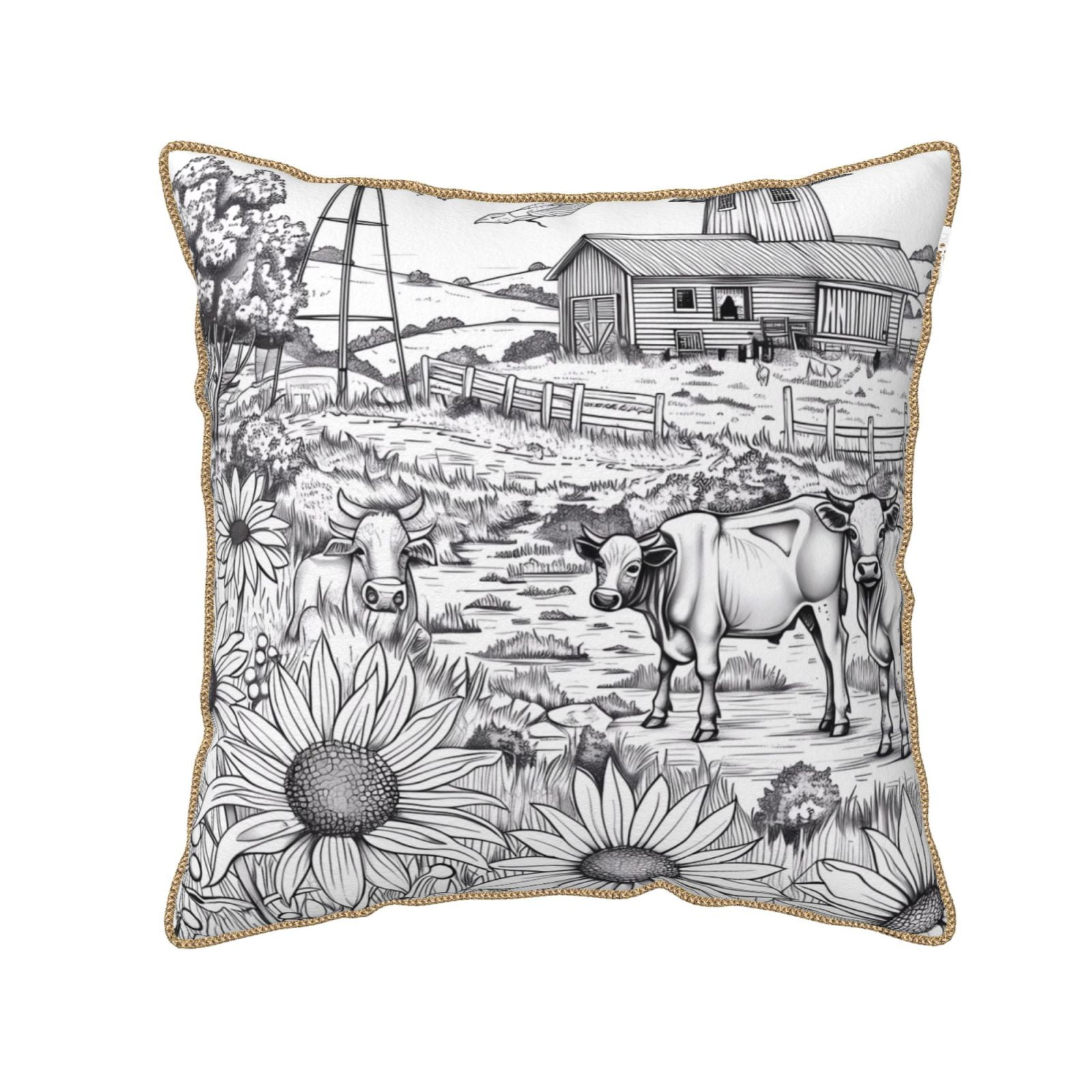 Zeuib Country Farm Scene Print Decorative Throw Pillow Covers,Cushion ...