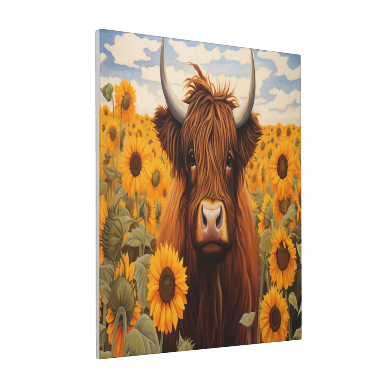 Zeuib Countryside Sunflower Cow Print Farmhouse Canvas Wall Art For ...