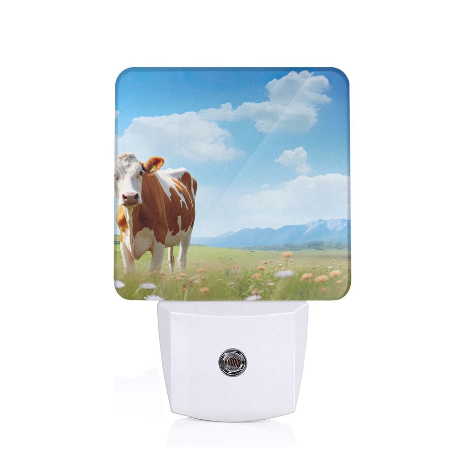 Zeuib Cow Grazing Nature LED Night Light,Plug in Night Light with Dusk ...