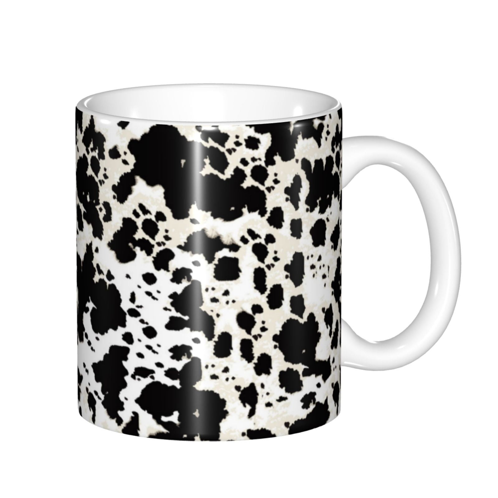 Zeuib Cow Skin 1 Ceramic Coffee Mug with Large Handle，Modern Reactive ...