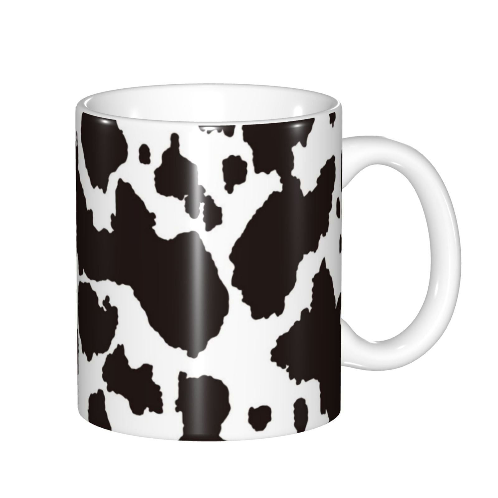 Zeuib Cow Skin 2 Ceramic Coffee Mug with Large Handle，Modern Reactive ...