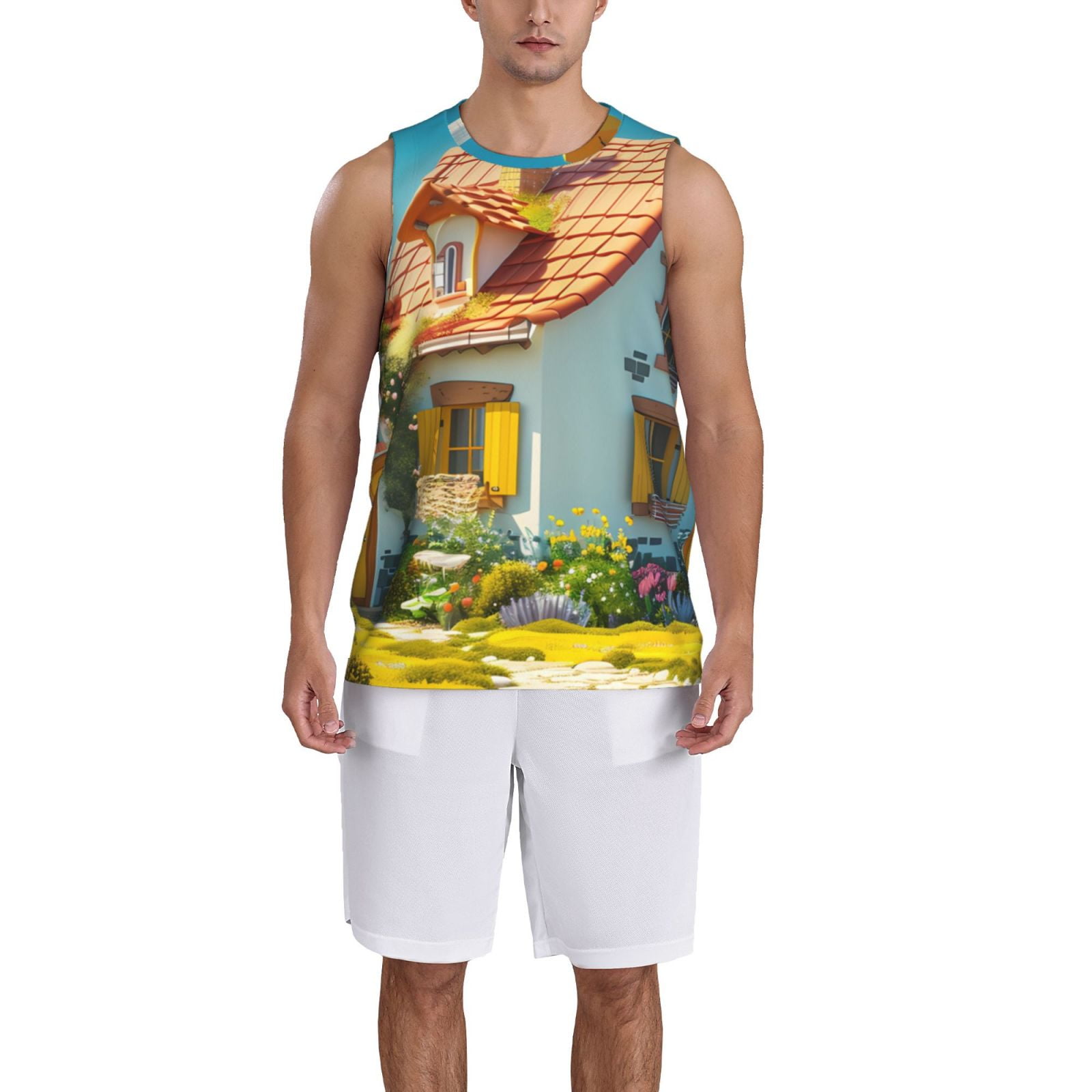 Zeuib Cozy Cartoon Backyard Jersey Shirt for Men,Mesh Athletic Practice ...