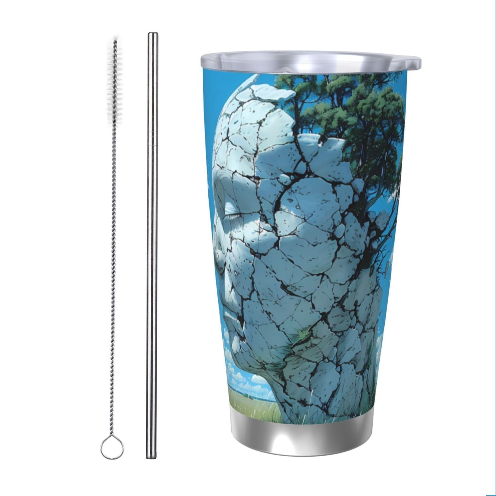 Zeuib Cracked Earth Head Tree Printed 20oz Stainless Steel Insulated ...