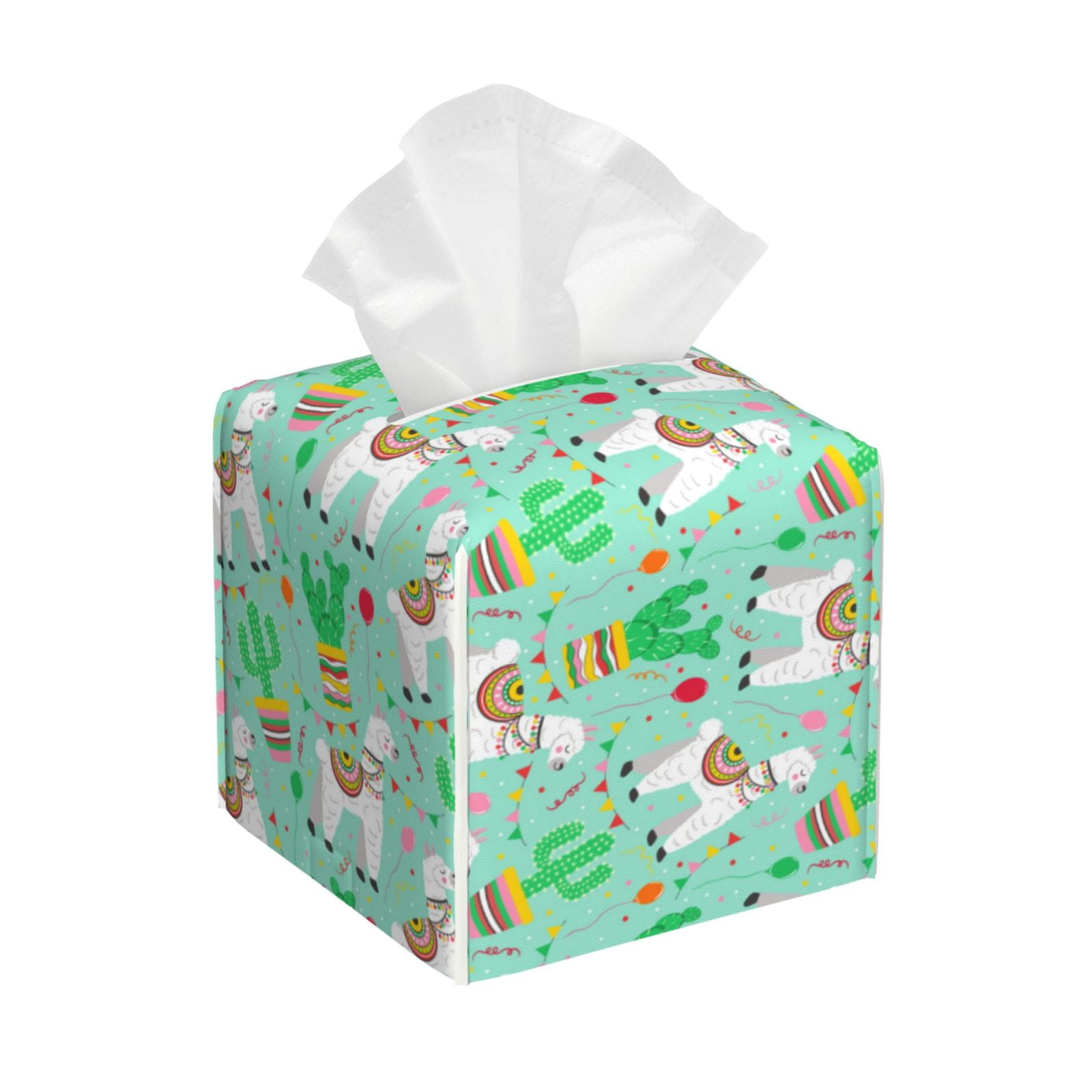 Zeuib Cute Alpaca 1 Print Tissue Box Cover,PU Leather Tissue Holder ...