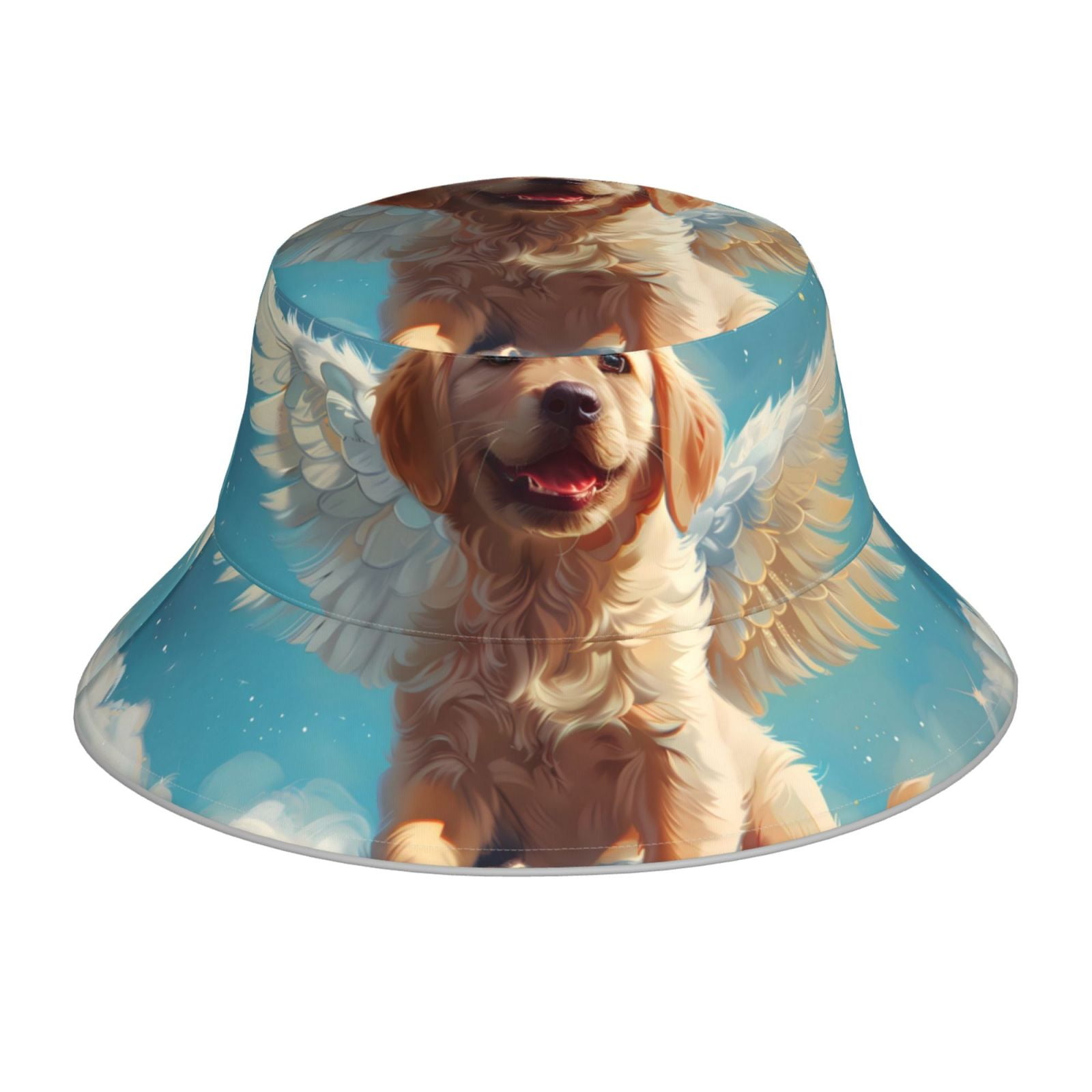 Zeuib Cute Angel Winged Dog Reflective Bucket Hat, UV Protection, Wide ...