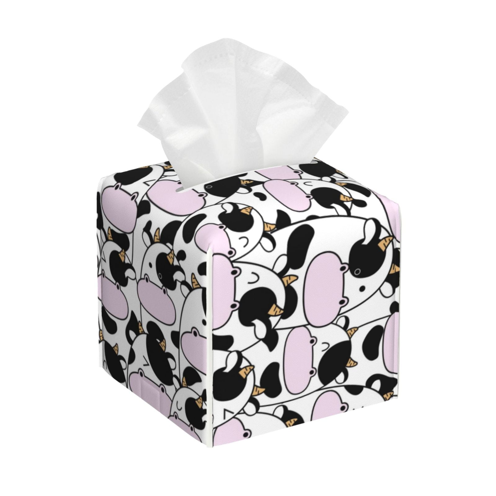 Zeuib Cute Animal with Cow Print Tissue Box Cover,PU Leather Tissue ...
