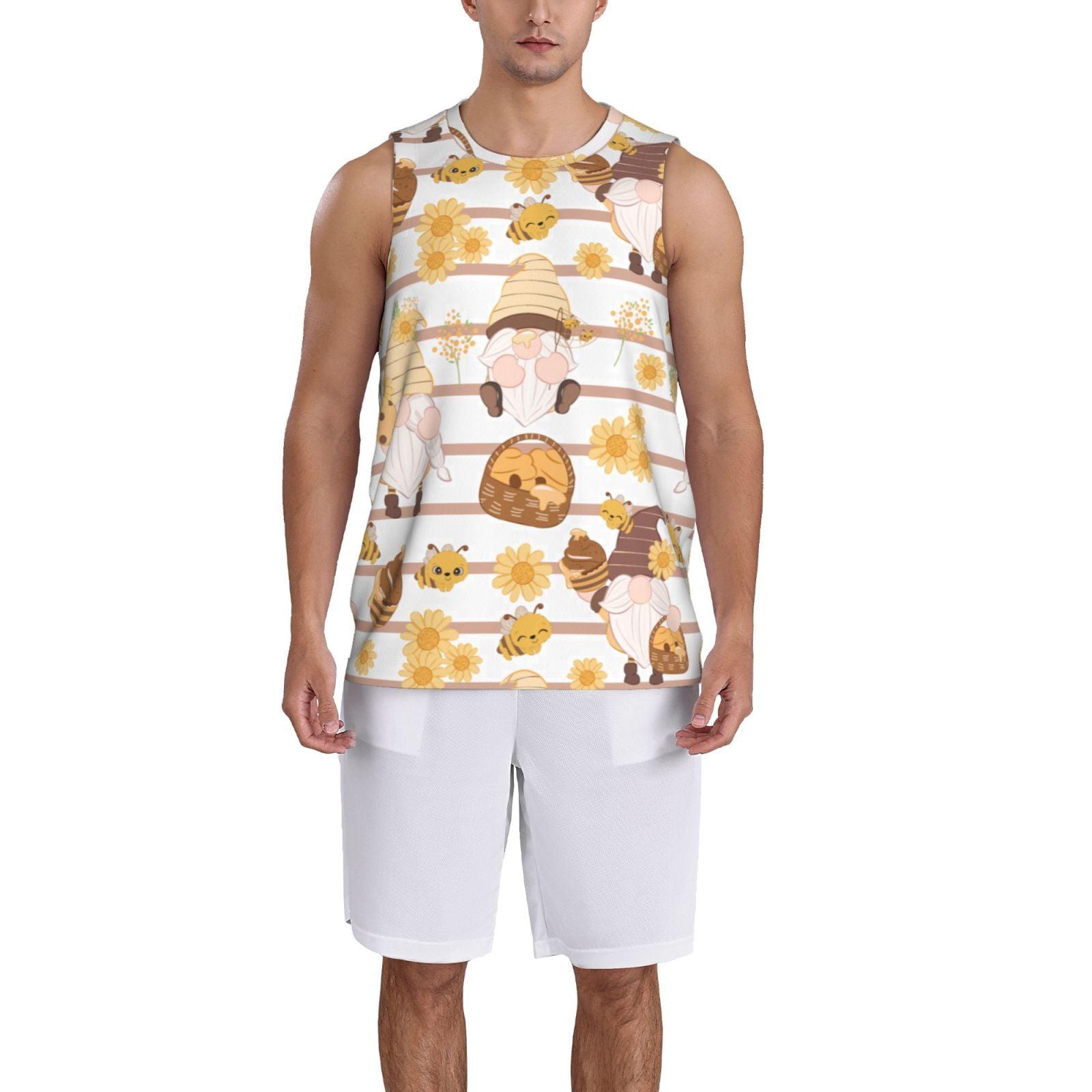 Zeuib Cute Bee Gnome Jersey Shirt for Men,Mesh Athletic Practice Sports ...