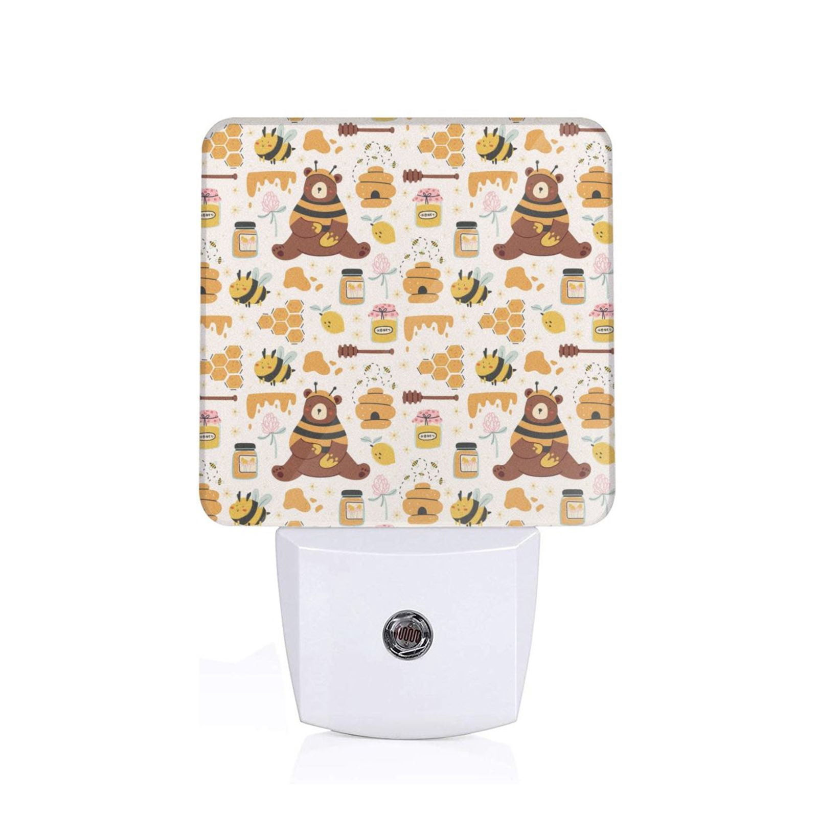 Zeuib Cute Bee Honey Jar Hive Bear LED Night Light,Plug in Night Light ...