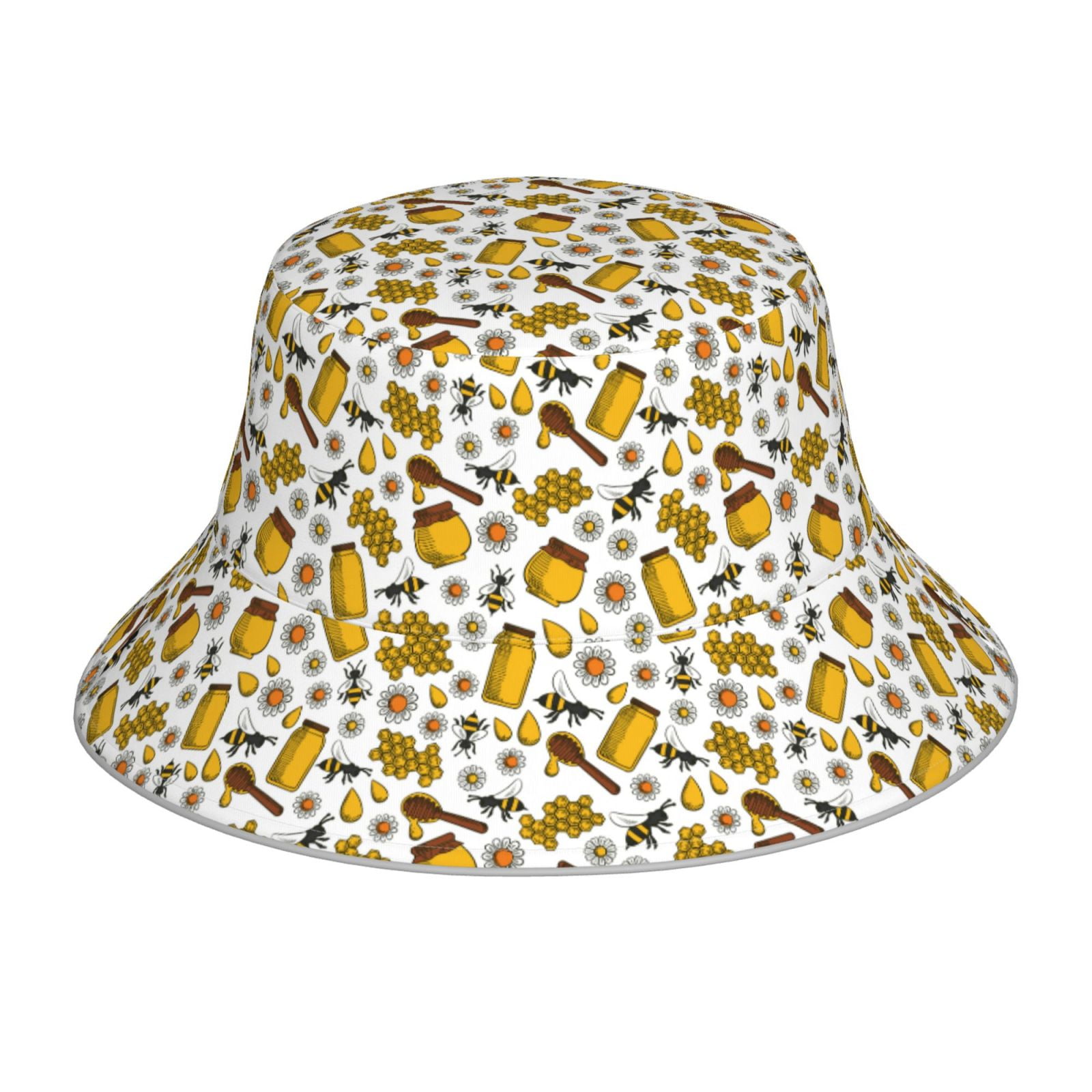 Zeuib Cute Bee Reflective Bucket Hat, UV Protection, Wide Brim ...
