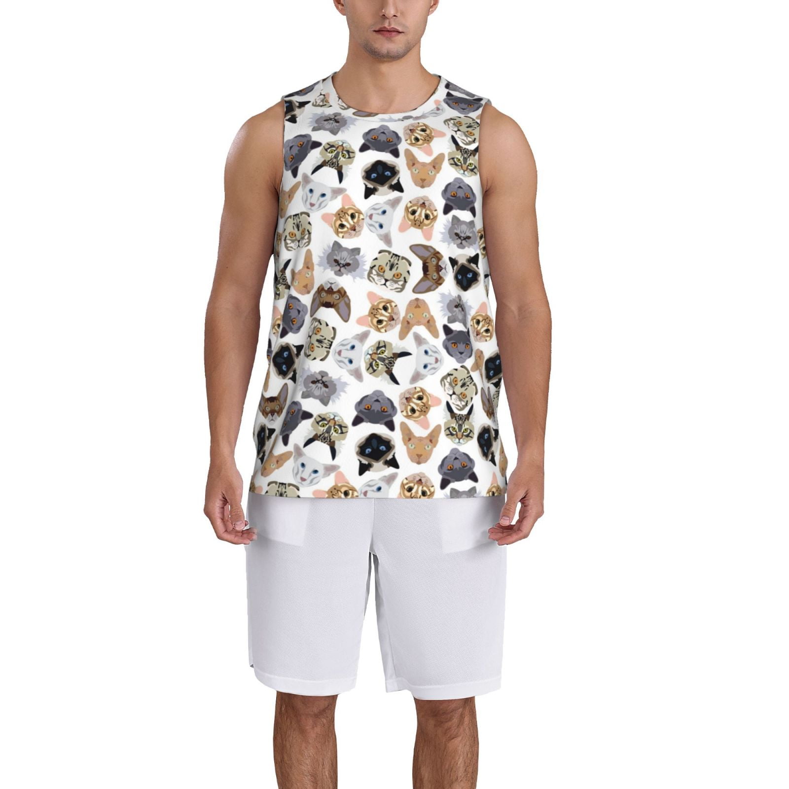 Zeuib Cute Cats Jersey Shirt for Men,Mesh Athletic Practice Sports ...