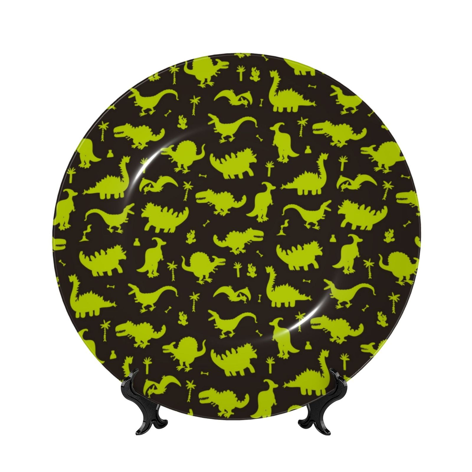 Zeuib Cute Dinosaurs (2) Print Decorative Plate for Display, Bone China ...