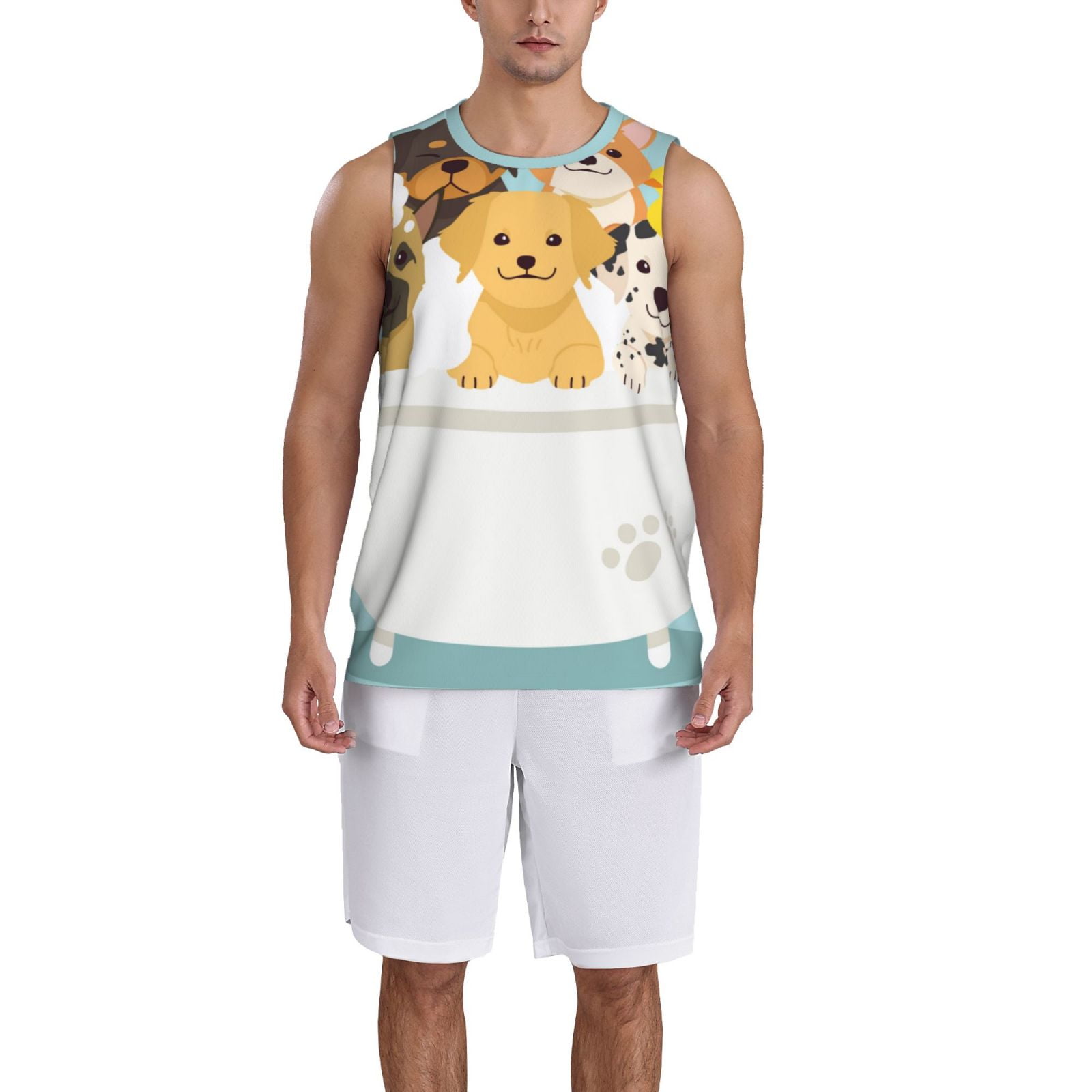 Zeuib Cute Dog In Bathtub Jersey Shirt for Men,Mesh Athletic Practice Sports Shirts,Lightweight ...