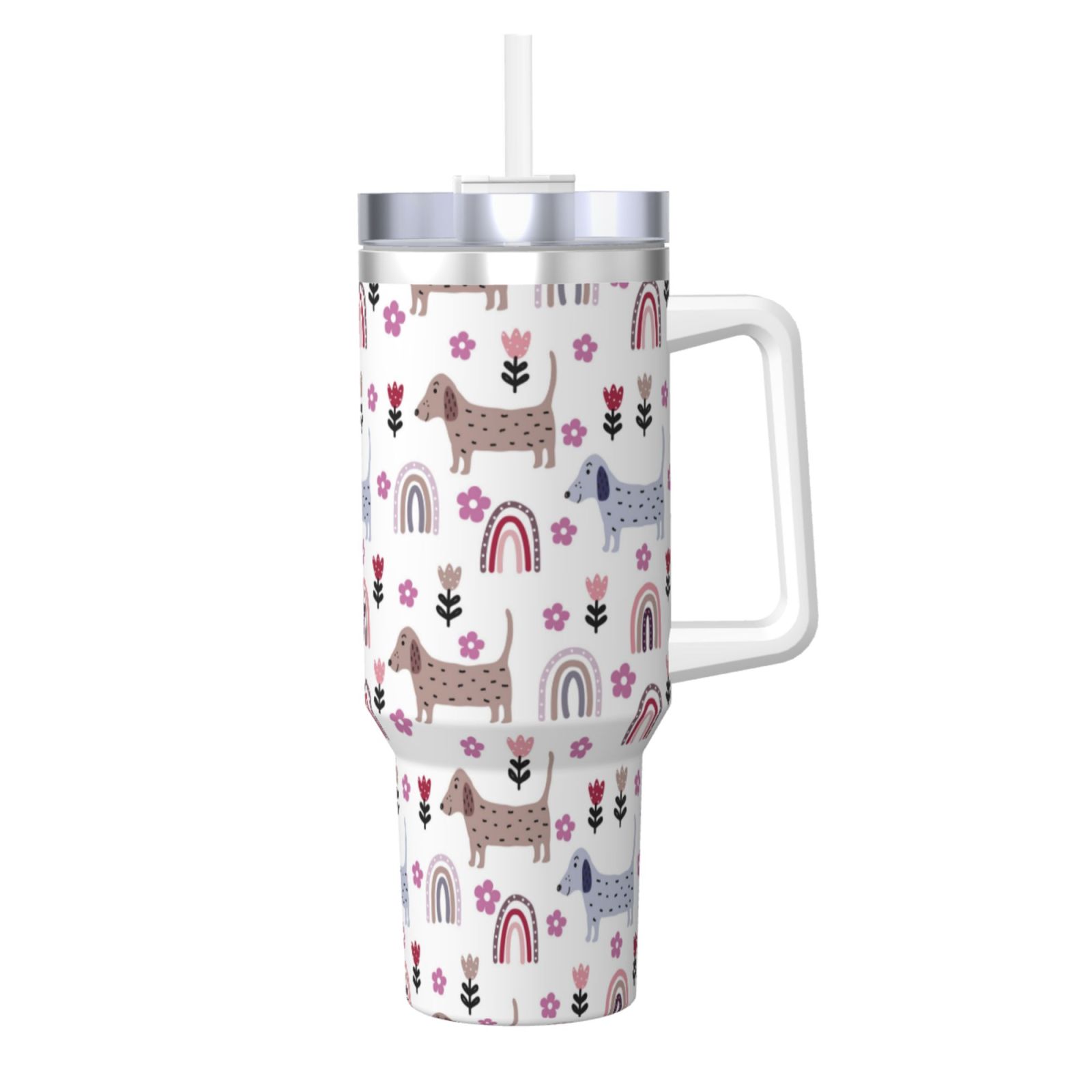 Zeuib Cute Dog Printed Insulated Stainless Steel Hot/Cold Coffee Cup ...