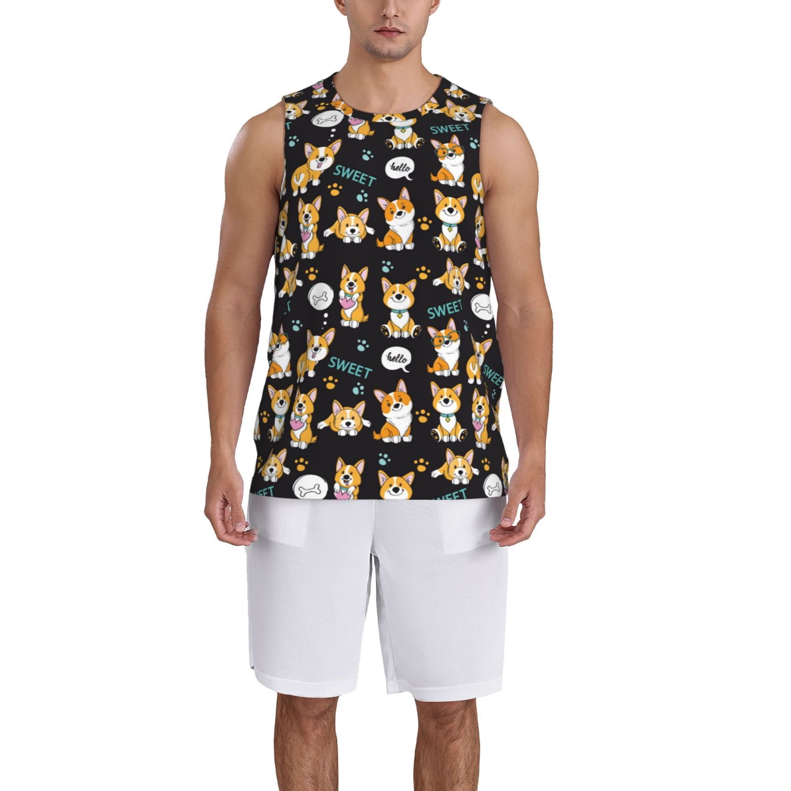 Zeuib Cute Dogs Corgi Jersey Shirt for Men,Mesh Athletic Practice ...