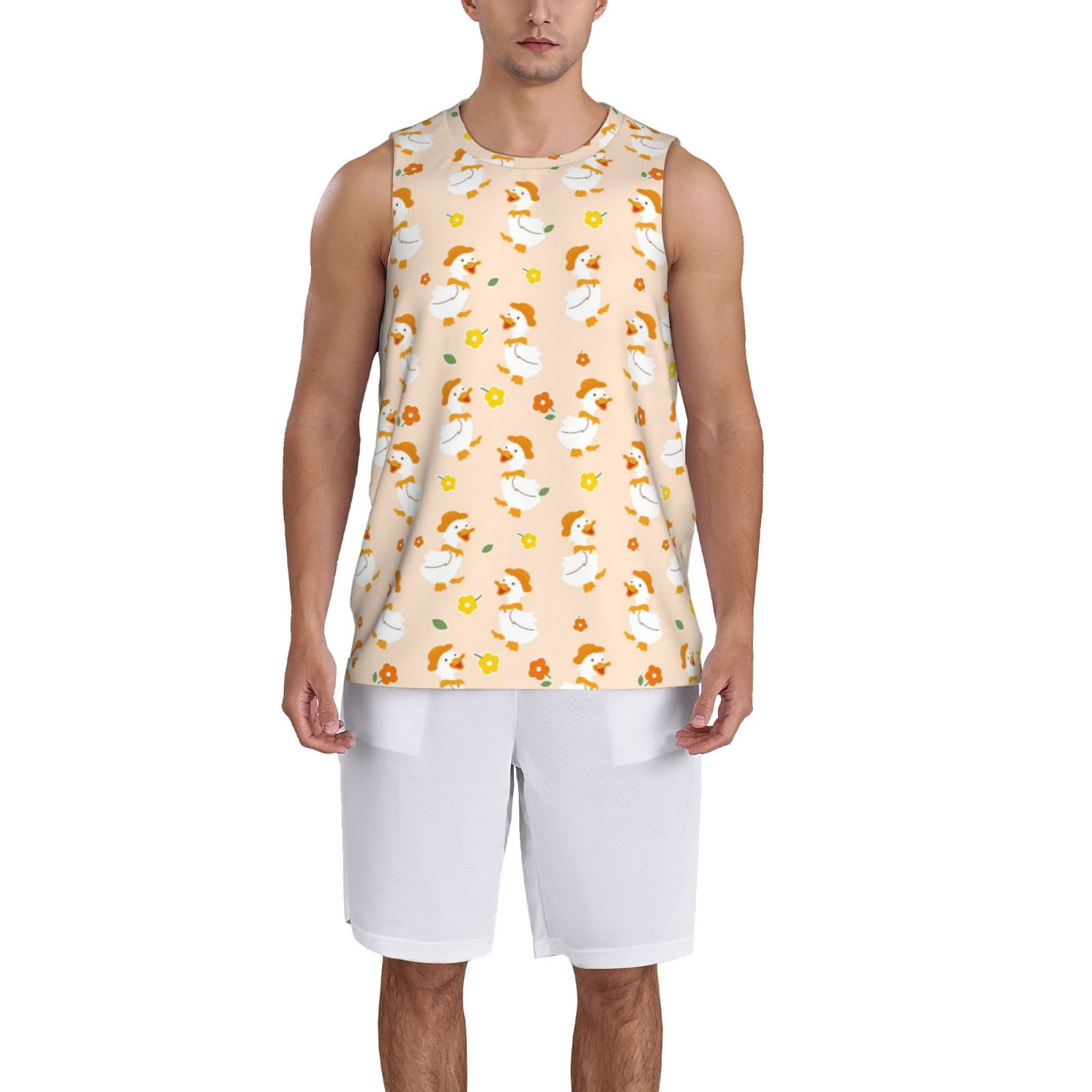 Zeuib Cute Duck And Flower Jersey Shirt for Men,Mesh Athletic Practice ...