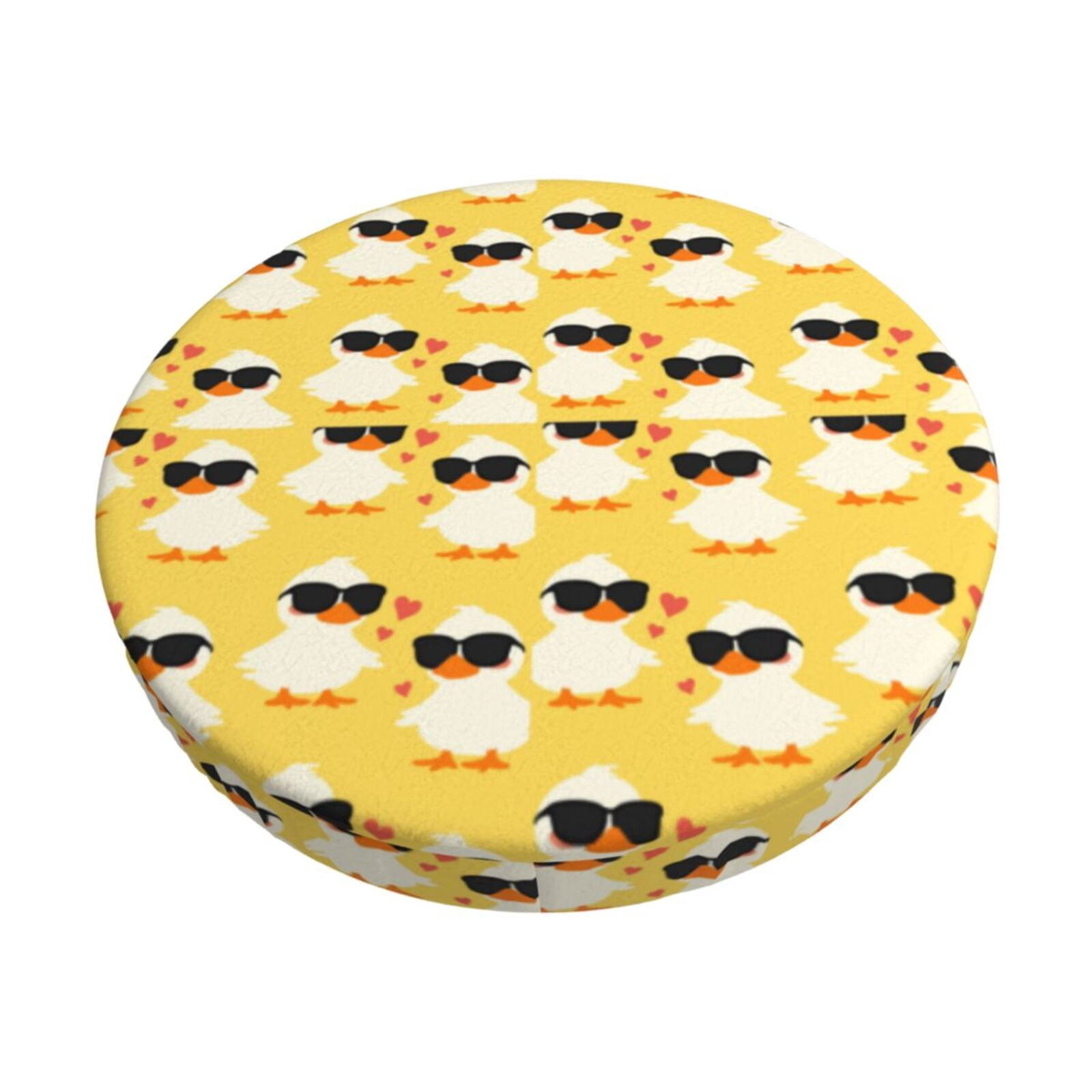 Zeuib Cute Duck With Black Glasses Velvet Round Stool Cover,Stool Covers Round,Bar Stool Covers ...