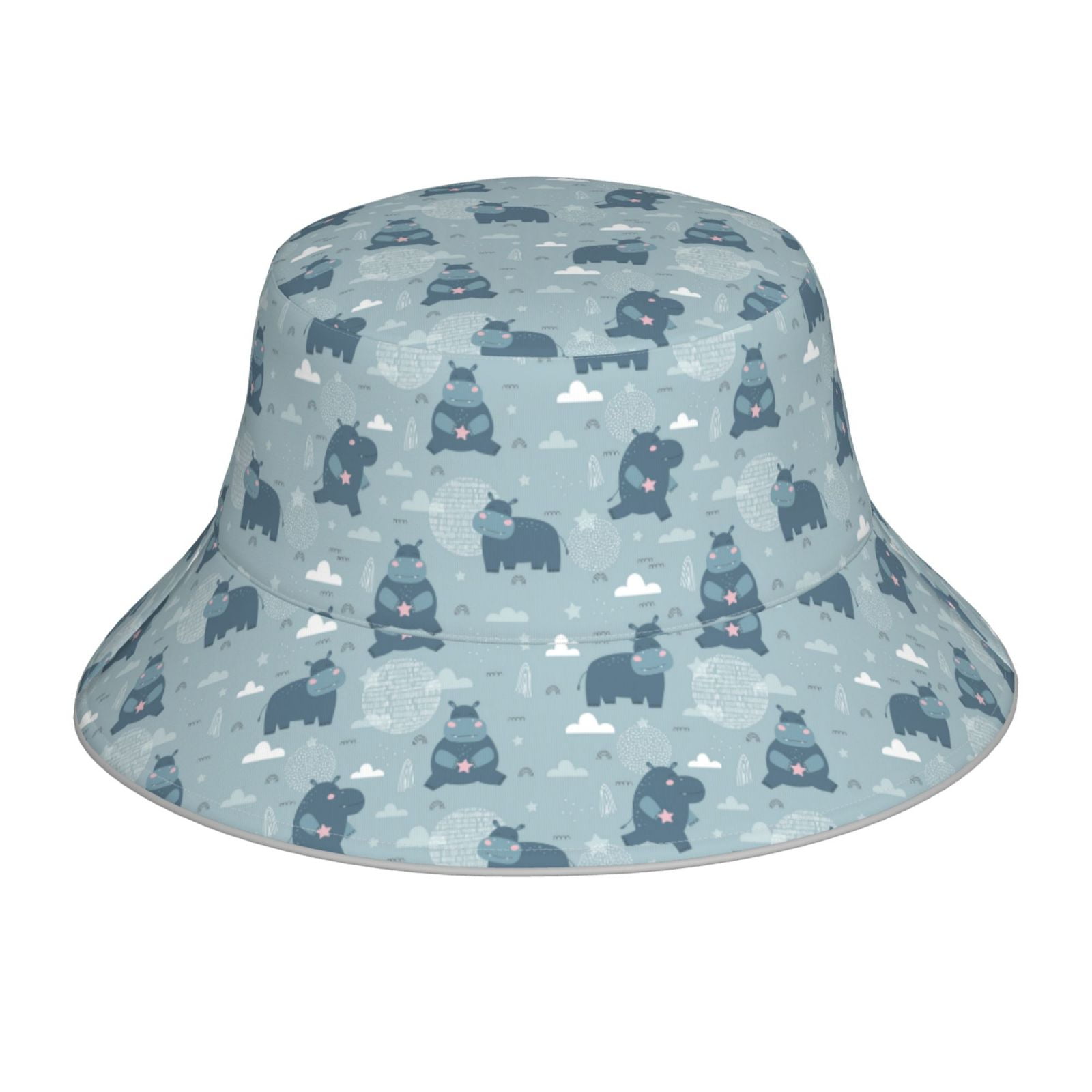 Zeuib Cute Hippopotamus Reflective Bucket Hat, UV Protection, Wide Brim ...