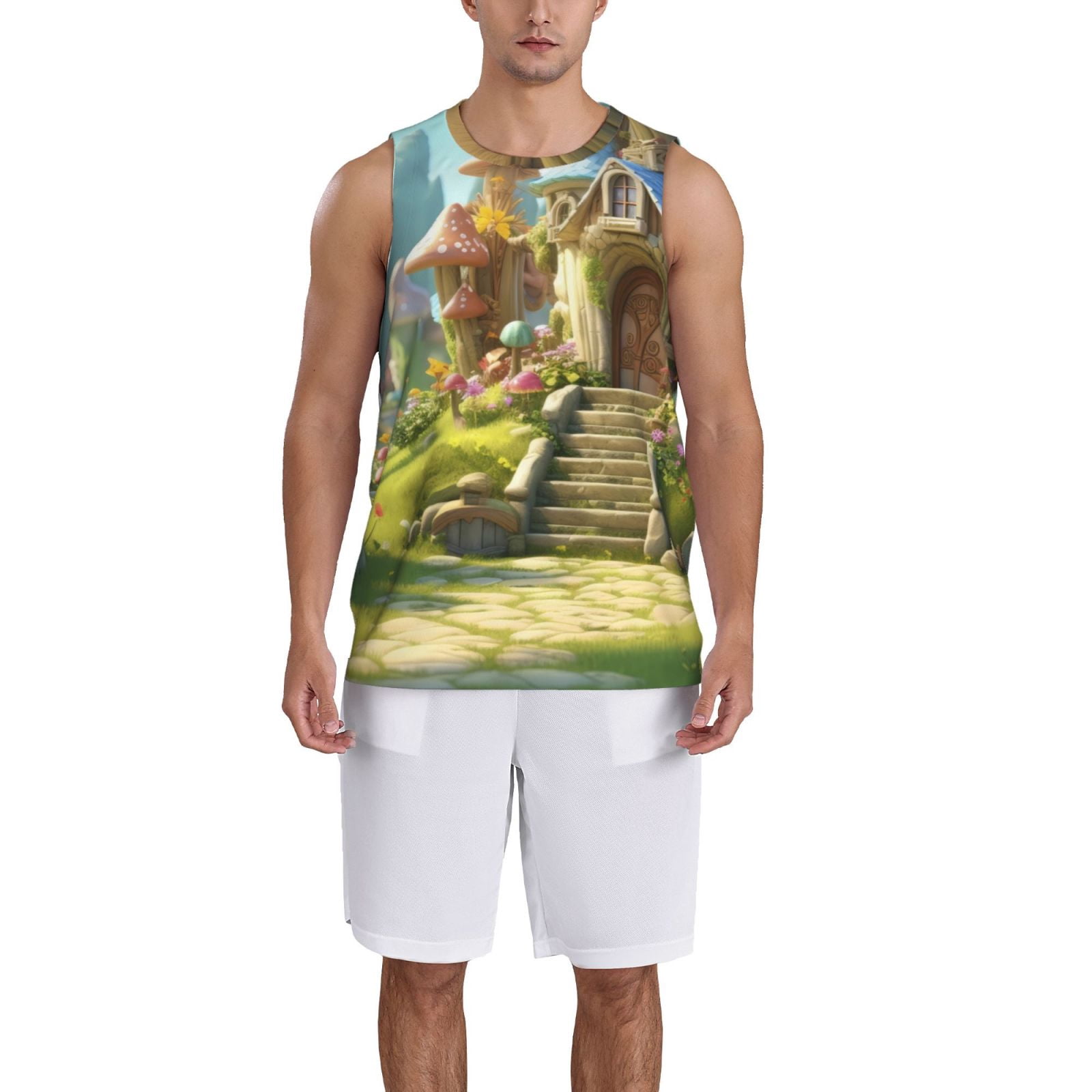 Zeuib Cute Mushroom Town A Jersey Shirt for Men,Mesh Athletic Practice ...