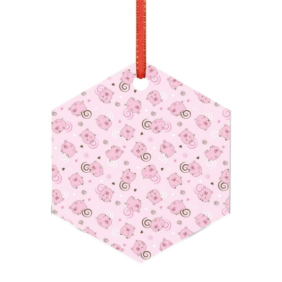 Zeuib Cute Pig Print Acrylic Ornament Pendantfor Christmas Tree,Round ...