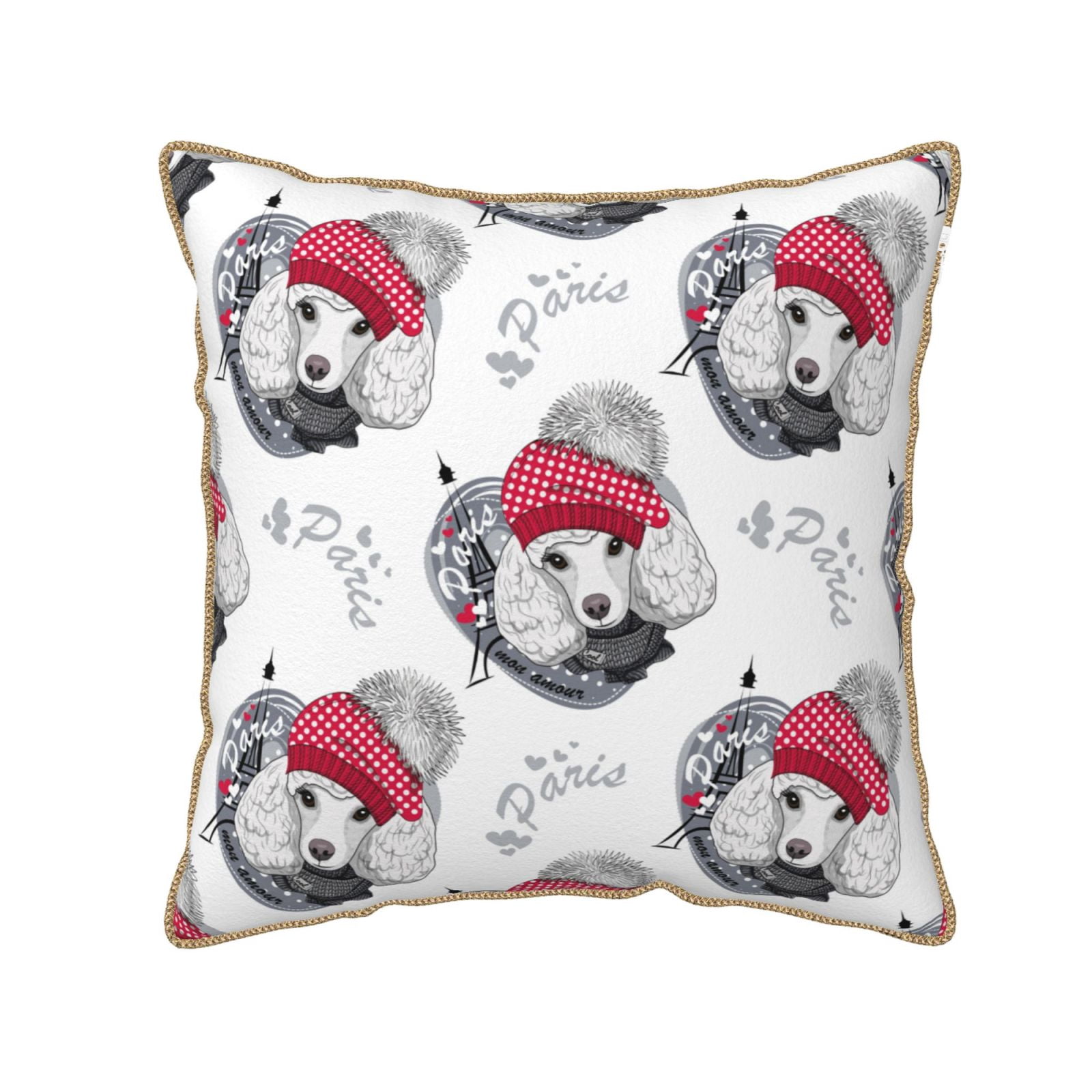 Zeuib Cute Poodle Dog Print Decorative Throw Pillow Covers,Cushion ...
