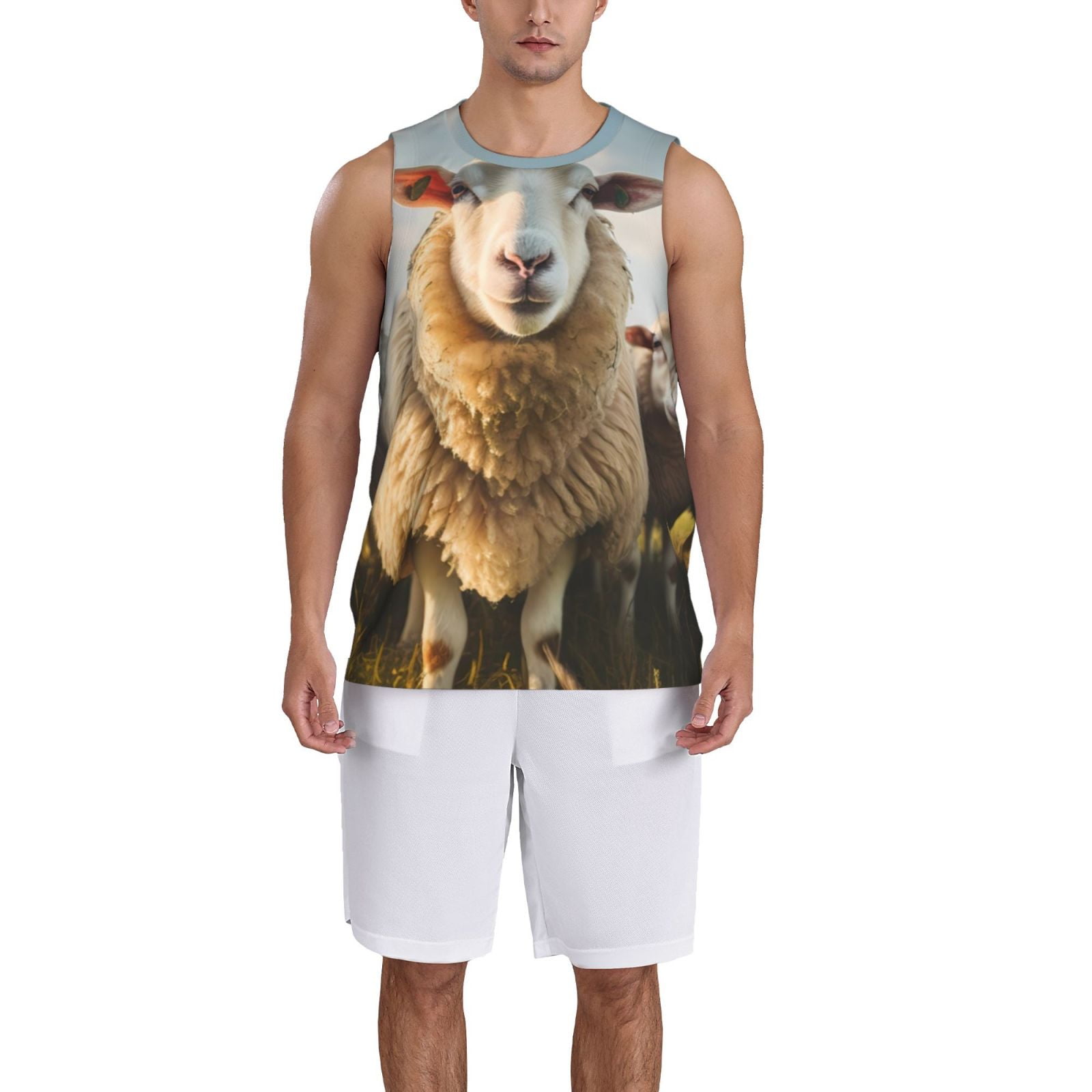 Zeuib Cute Prairie Sheep Herd Jersey Shirt for Men,Mesh Athletic ...
