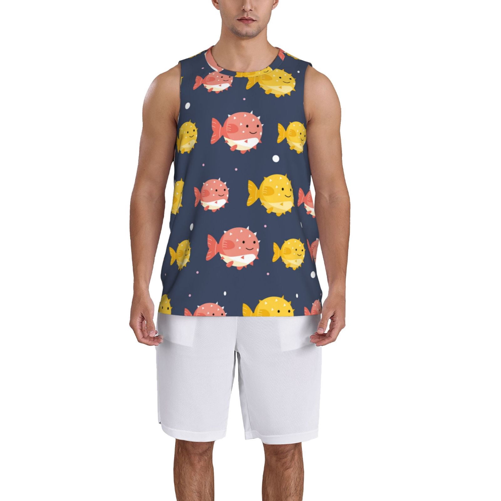 Zeuib Cute Puffer Fish Jersey Shirt for Men,Mesh Athletic Practice ...