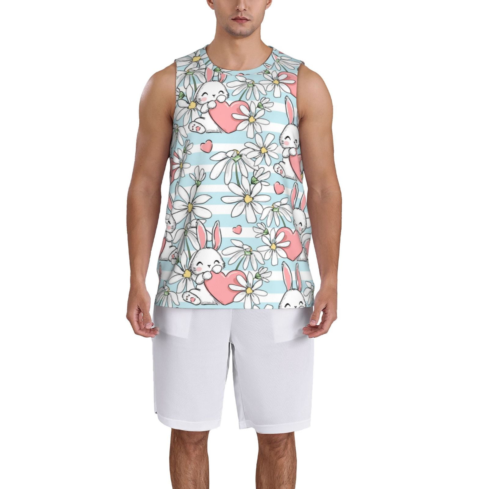 Zeuib Cute Rabbit And Heart Jersey Shirt for Men,Mesh Athletic Practice ...