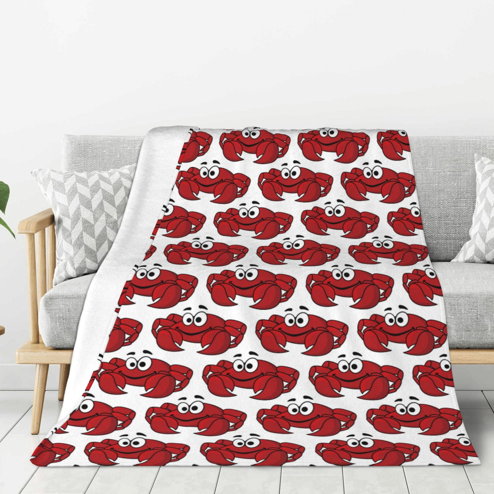 Zeuib Cute Red Crab Print Fleece Throw Blanket,Plush Fluffy Large Big ...