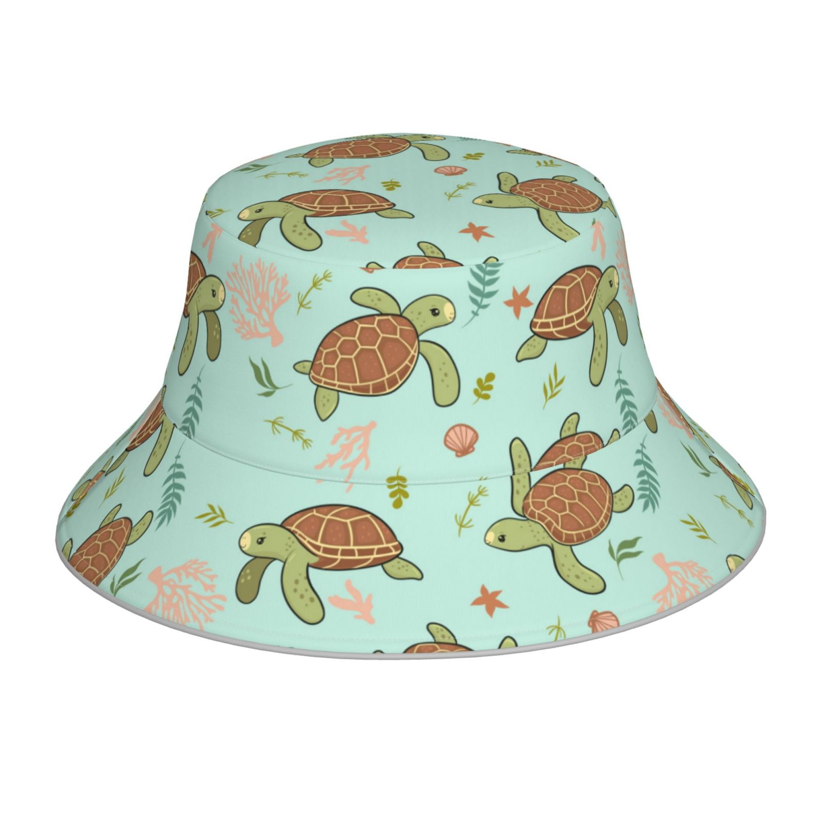 Zeuib Cute Sea Turtles Reflective Bucket Hat, UV Protection, Wide Brim ...