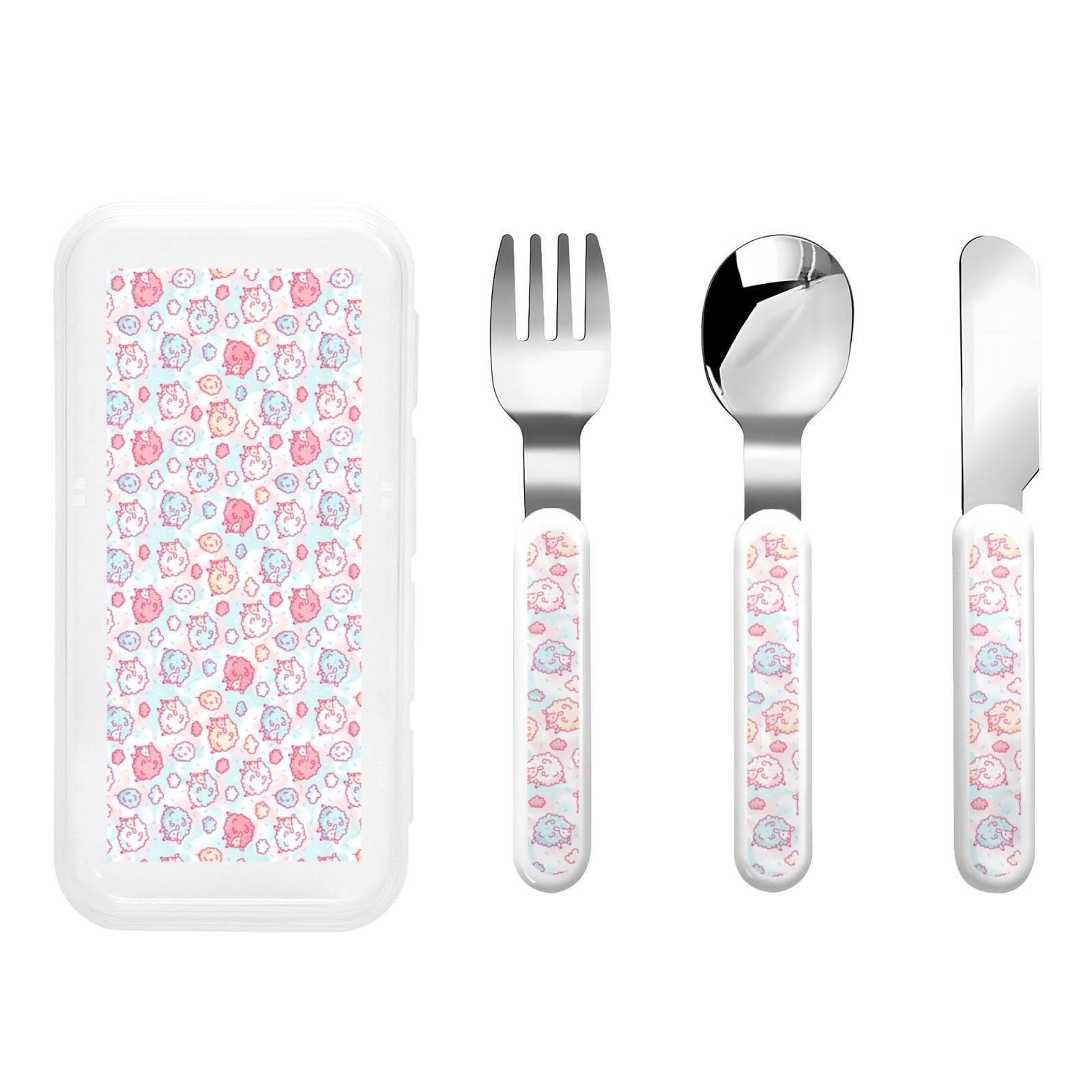 Zeuib Cute Sheep Print 3 Pieces Children Fork Spoon Knife Set with ...