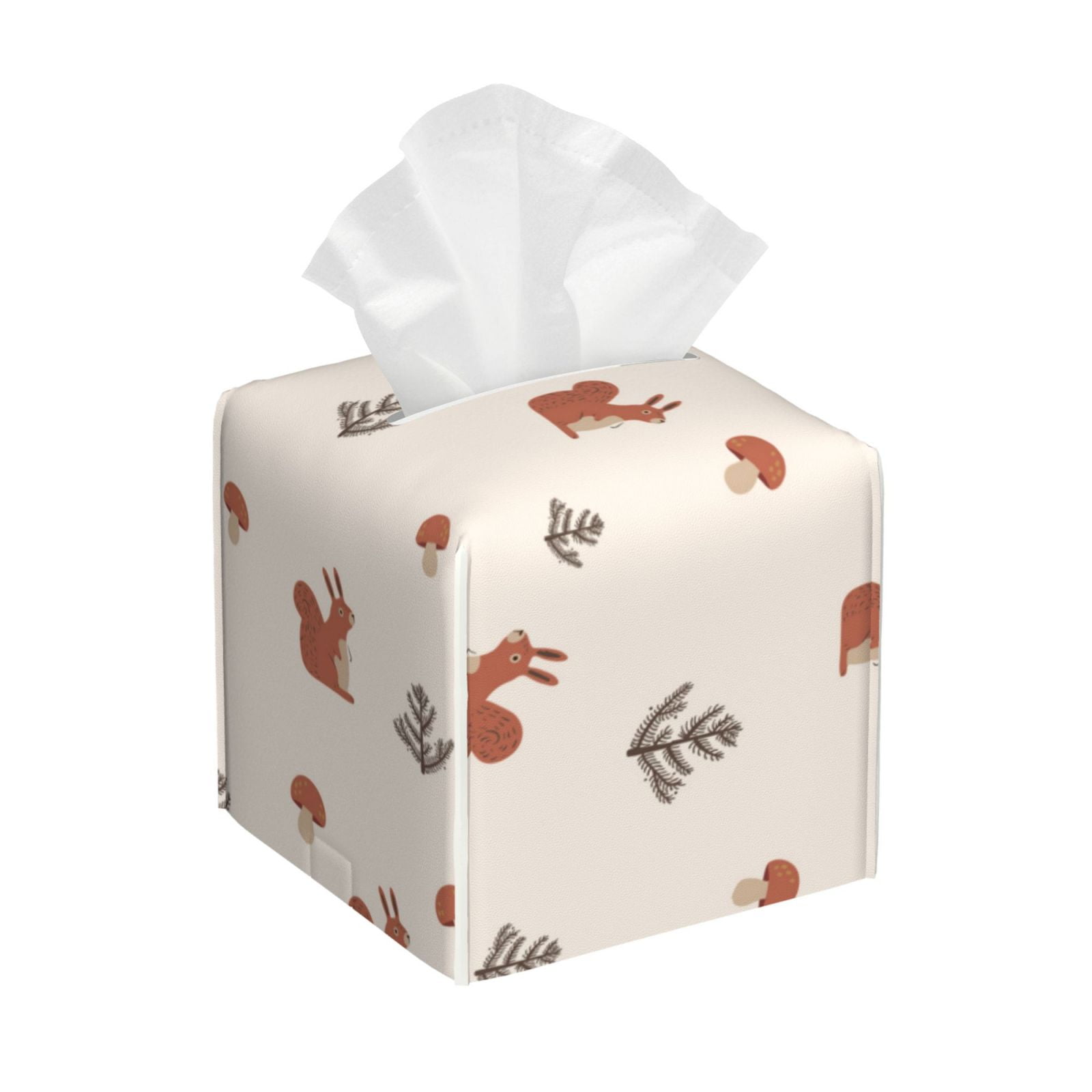 Zeuib Cute Squirrel Print Tissue Box Cover,PU Leather Tissue Holder ...