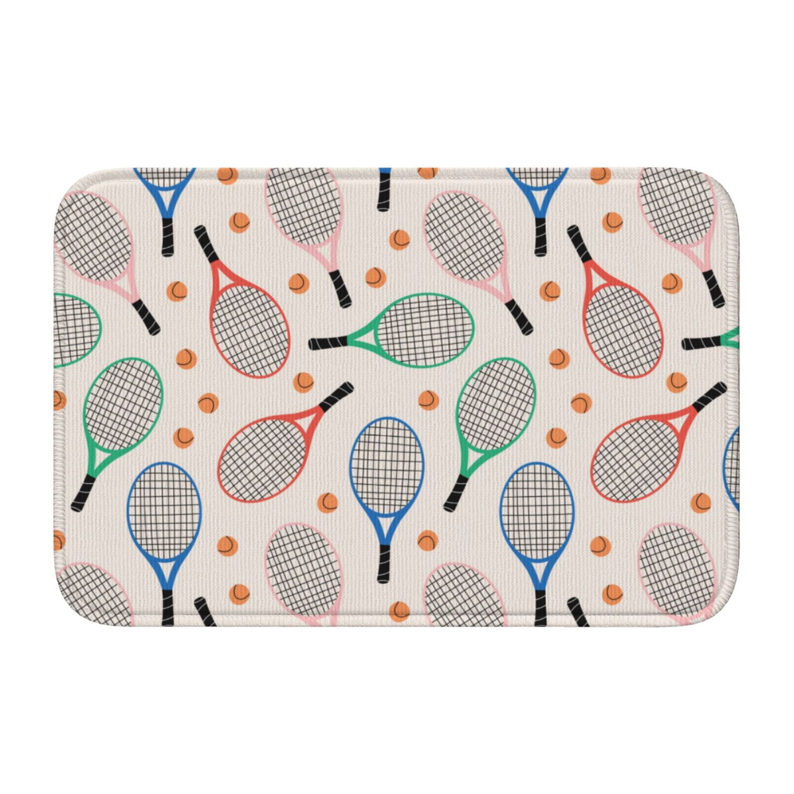 Zeuib Cute Tennis Racket Anti-Slip Polyester Floor Mat - Durable, Non ...
