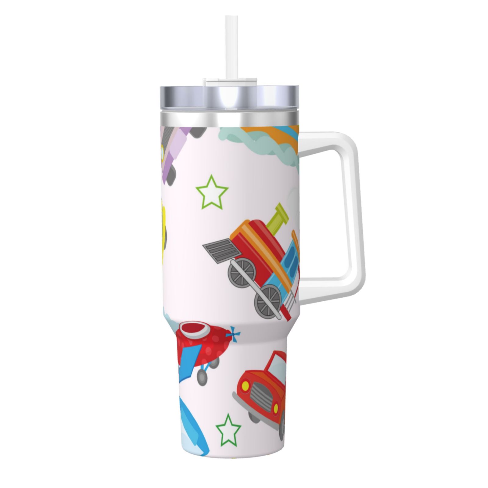 Zeuib Cute Transport Printed Insulated Stainless Steel Hot/Cold Coffee ...