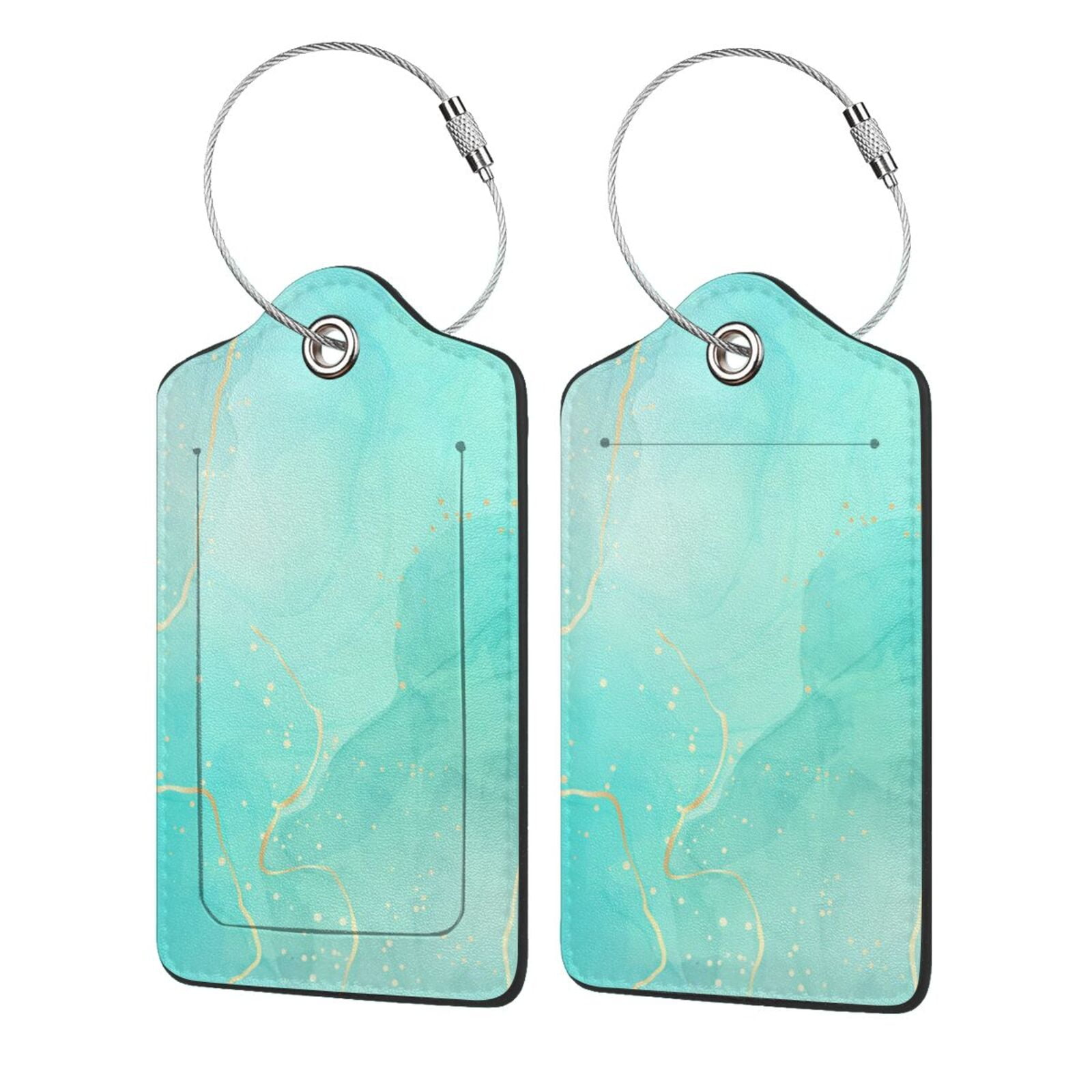 Zeuib Cyan Mint Marble Print Luggage Tags for Suitcases ,Leather ...