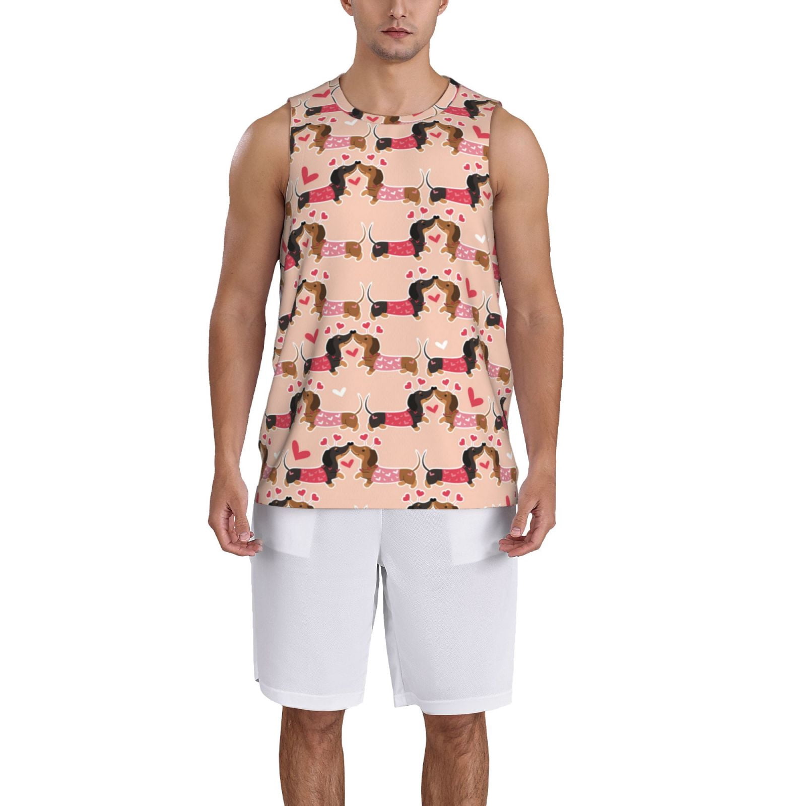 Zeuib Dachshund Couple Jersey Shirt for Men,Mesh Athletic Practice Sports Shirts,Lightweight Rec ...