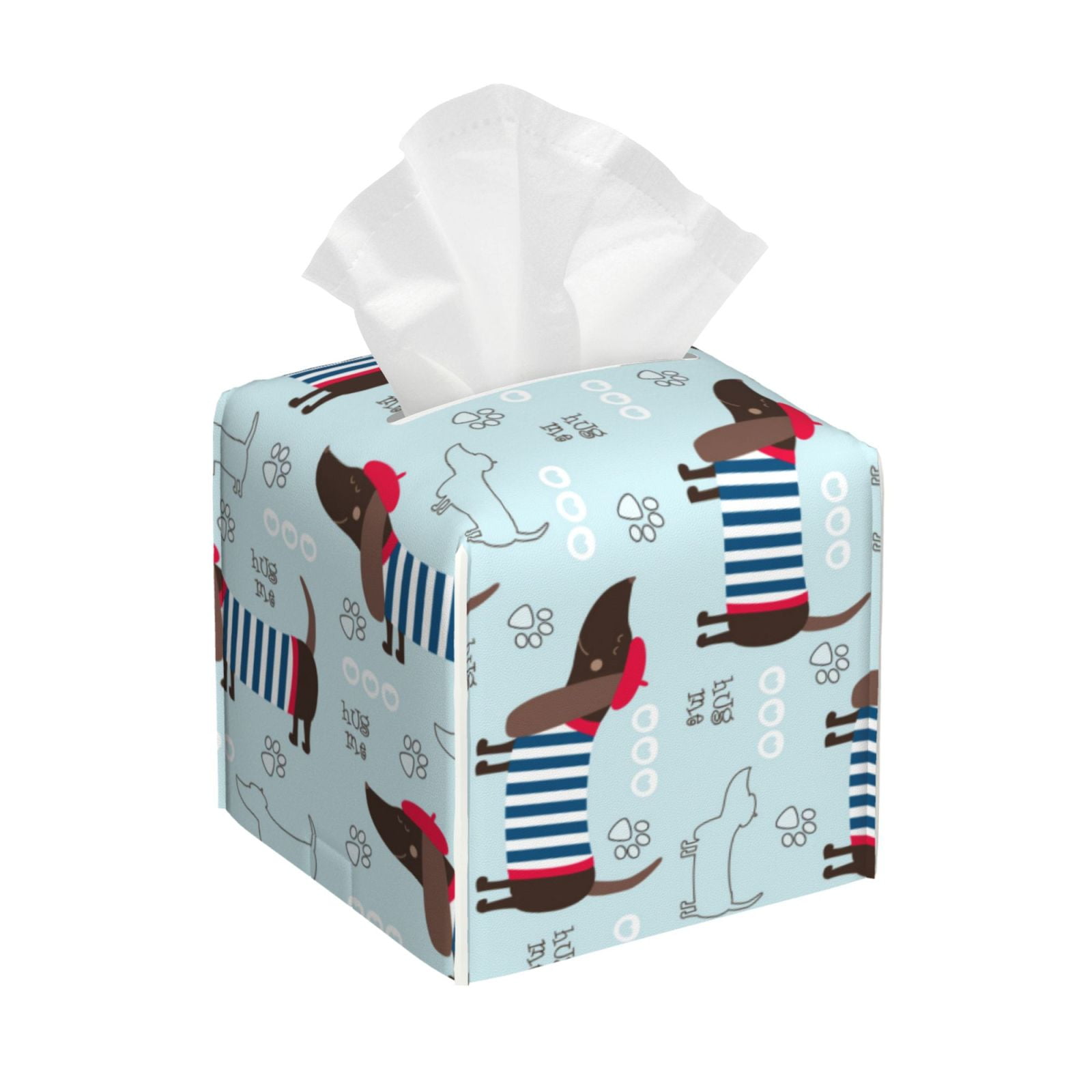 Zeuib Dachshund Dog Puppy Print Tissue Box Cover,PU Leather Tissue ...