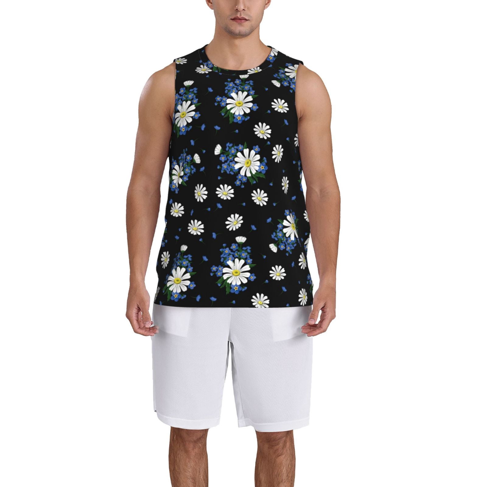 Zeuib Daisies Flowers Jersey Shirt for Men,Mesh Athletic Practice ...
