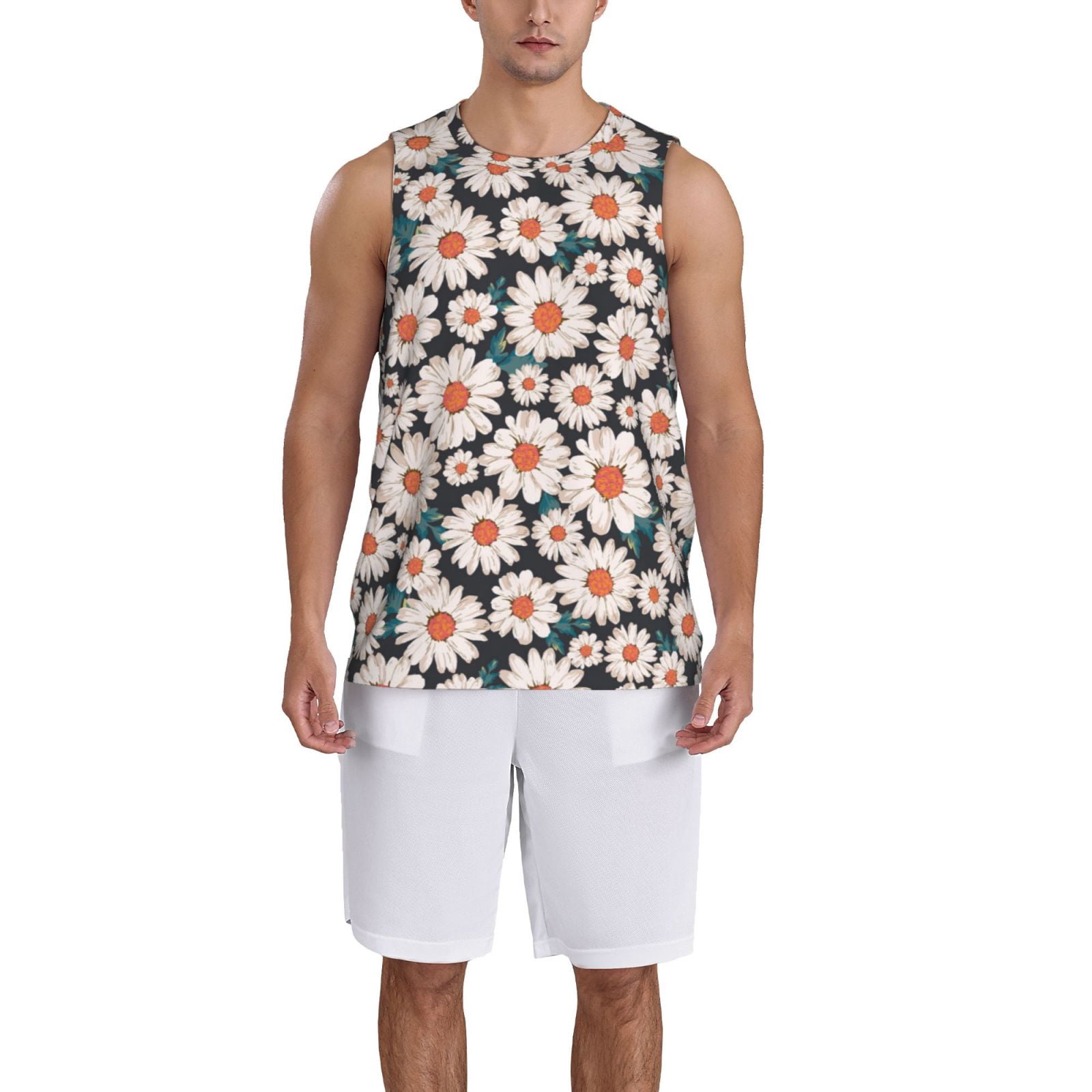 Zeuib Daisies Flowers Jersey Shirt for Men,Mesh Athletic Practice ...