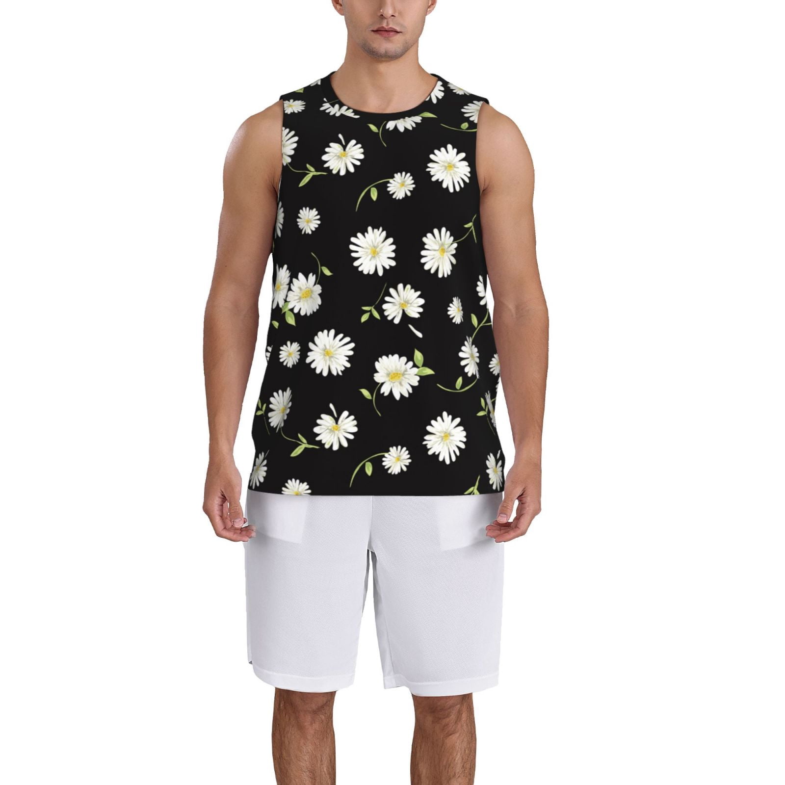 Zeuib Daisies Flowers Jersey Shirt for Men,Mesh Athletic Practice ...