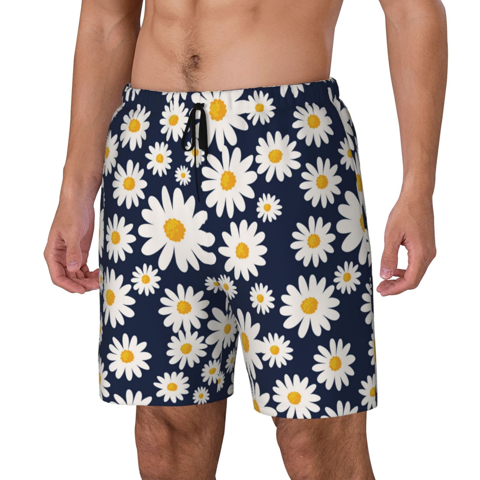 Zeuib Daisy Floral Print Swimming Trunks for Men Boys,Swimming Shorts ...