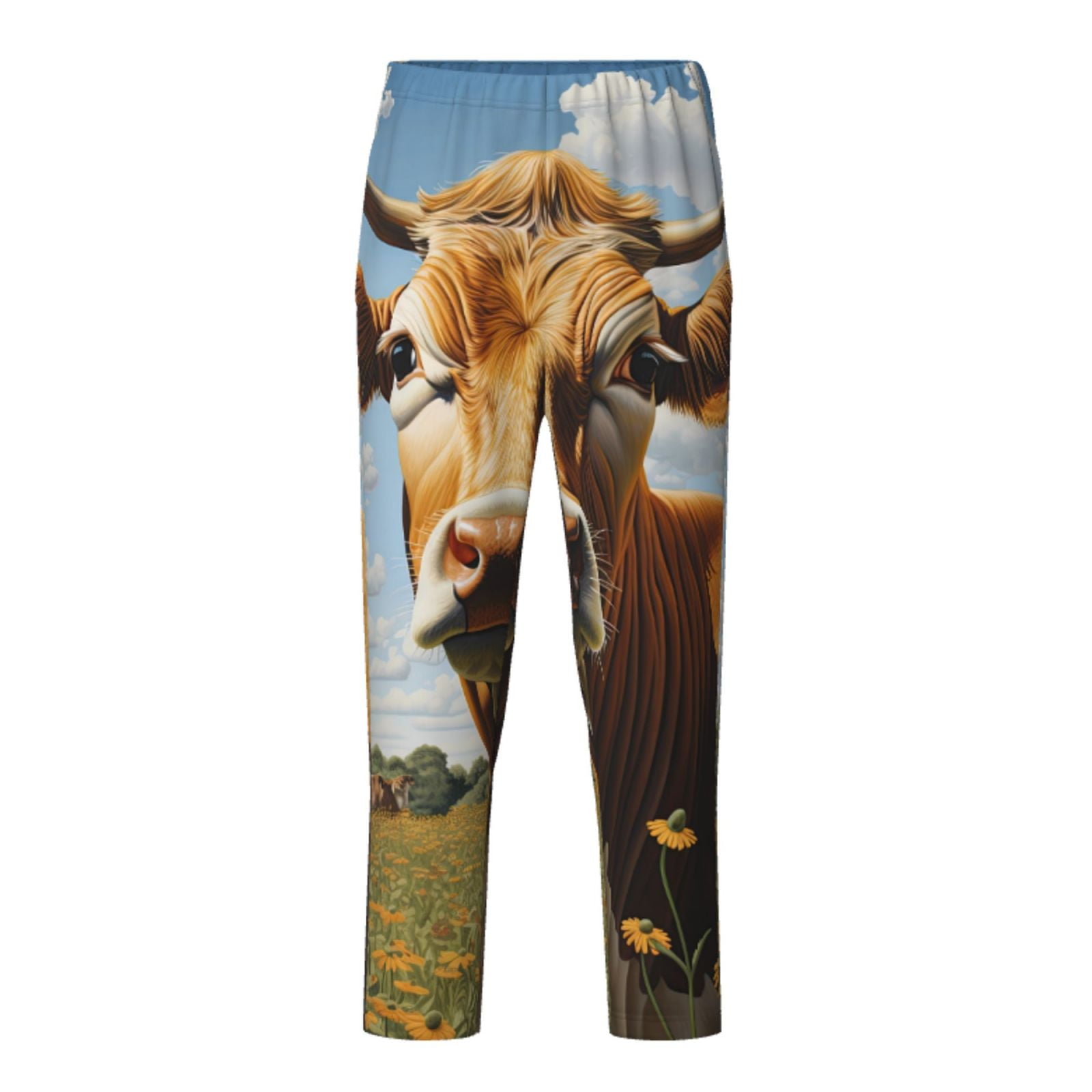 Zeuib Daisy Flower Field Cow Print Pajama Pants for Girls Boys,PJ ...