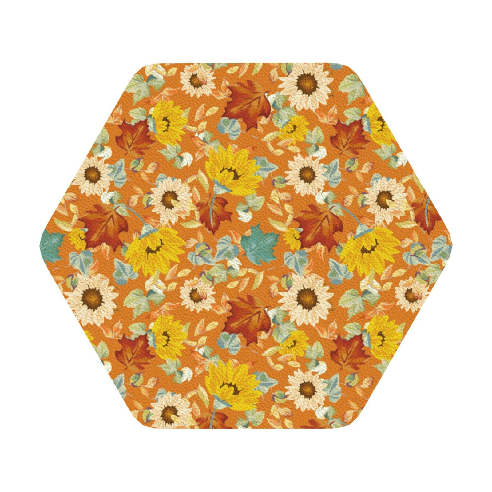Zeuib Daisy maple fall Print Set of 6 Coasters for Drinks, Glass & Cups ...