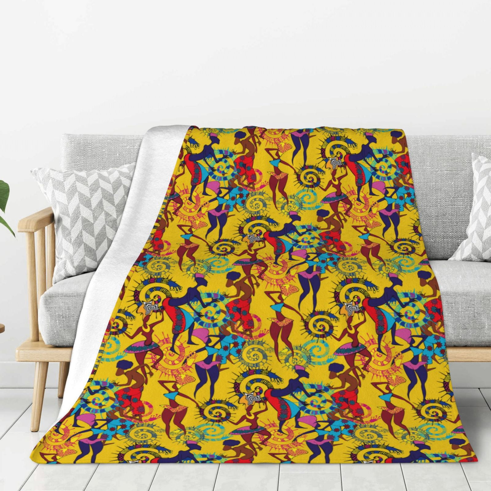 Zeuib Dancing African Womens Print Fleece Throw Blanket,Plush Fluffy ...