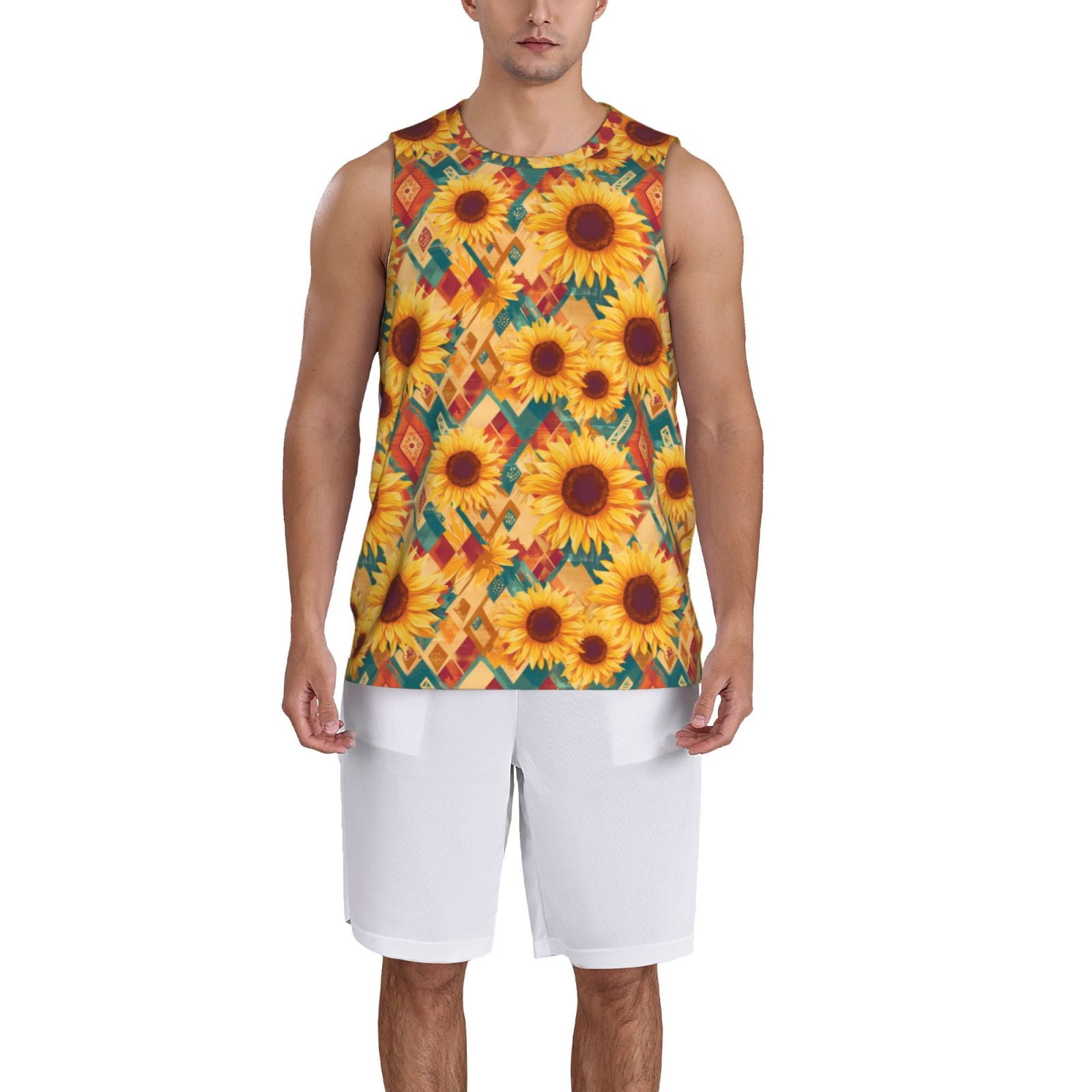 Zeuib Diamond Bohemian Sunflower Jersey Shirt for Men,Mesh Athletic Practice Sports Shirts ...