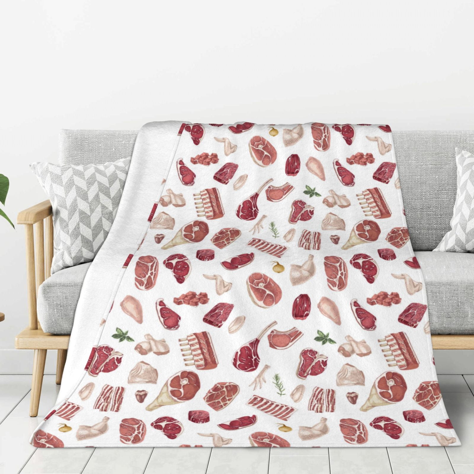 Zeuib Different Meat Print Fleece Throw Blanket,Plush Fluffy Large Big ...