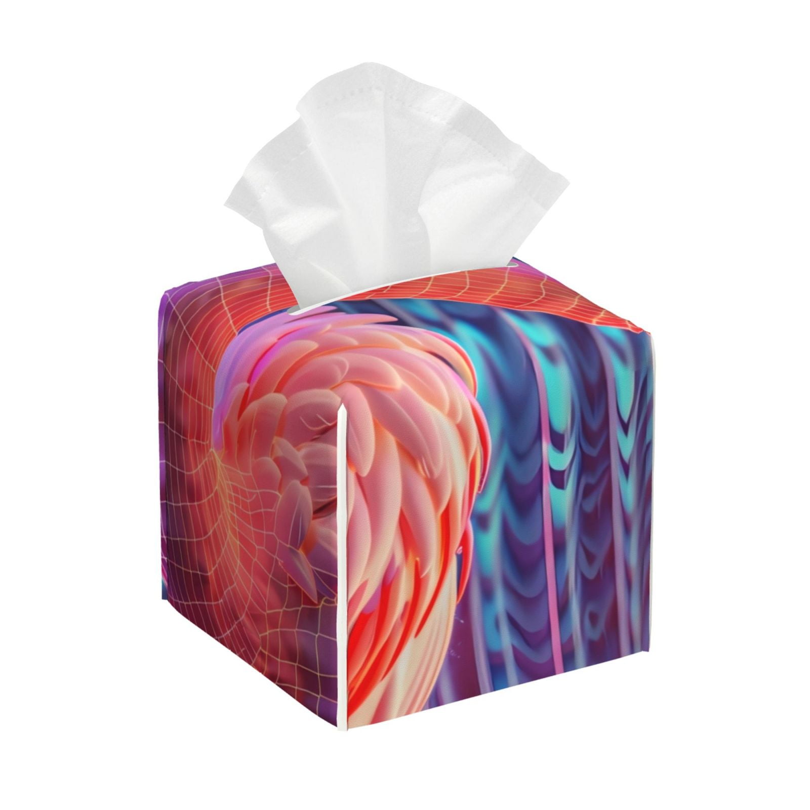 Zeuib Digital Flamingo Vibrant Art Print Tissue Box Cover,PU Leather ...